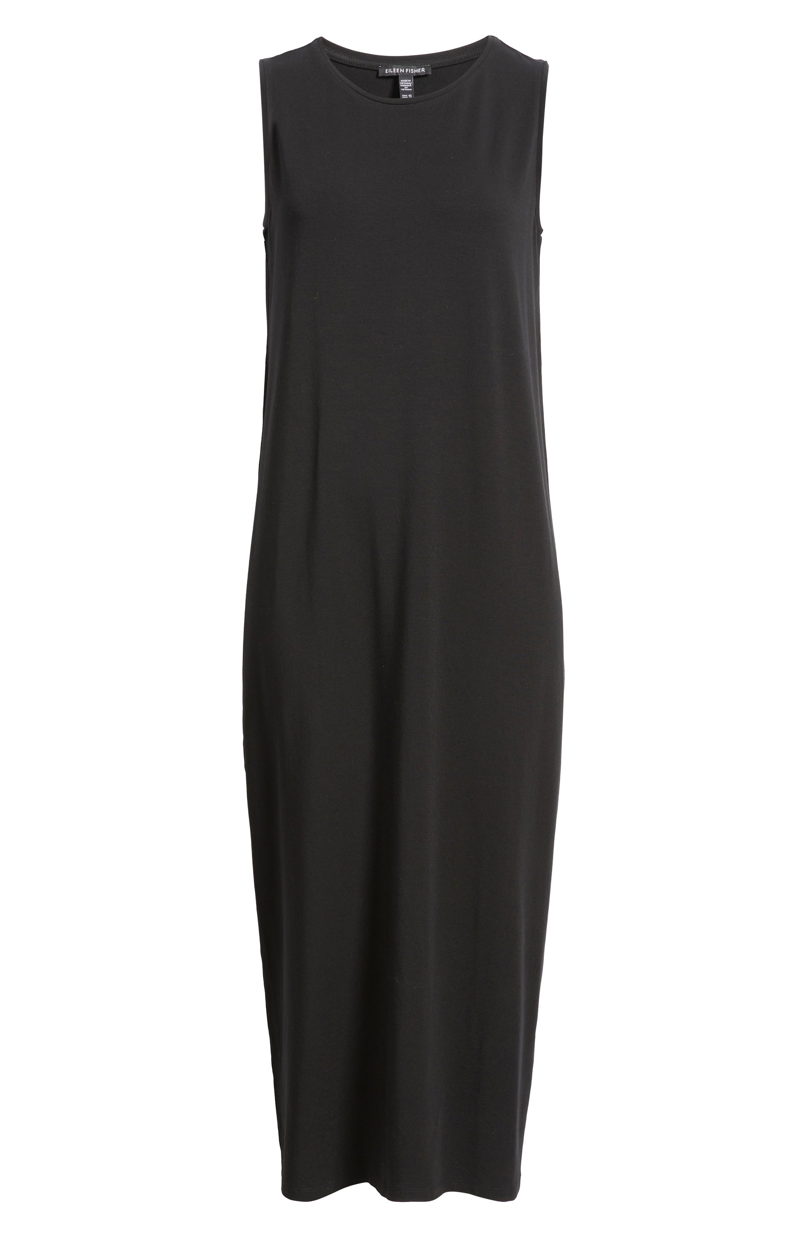 Eileen Fisher Round Neck Oval Stretch Sleeveless Midi Dress | Nordstrom