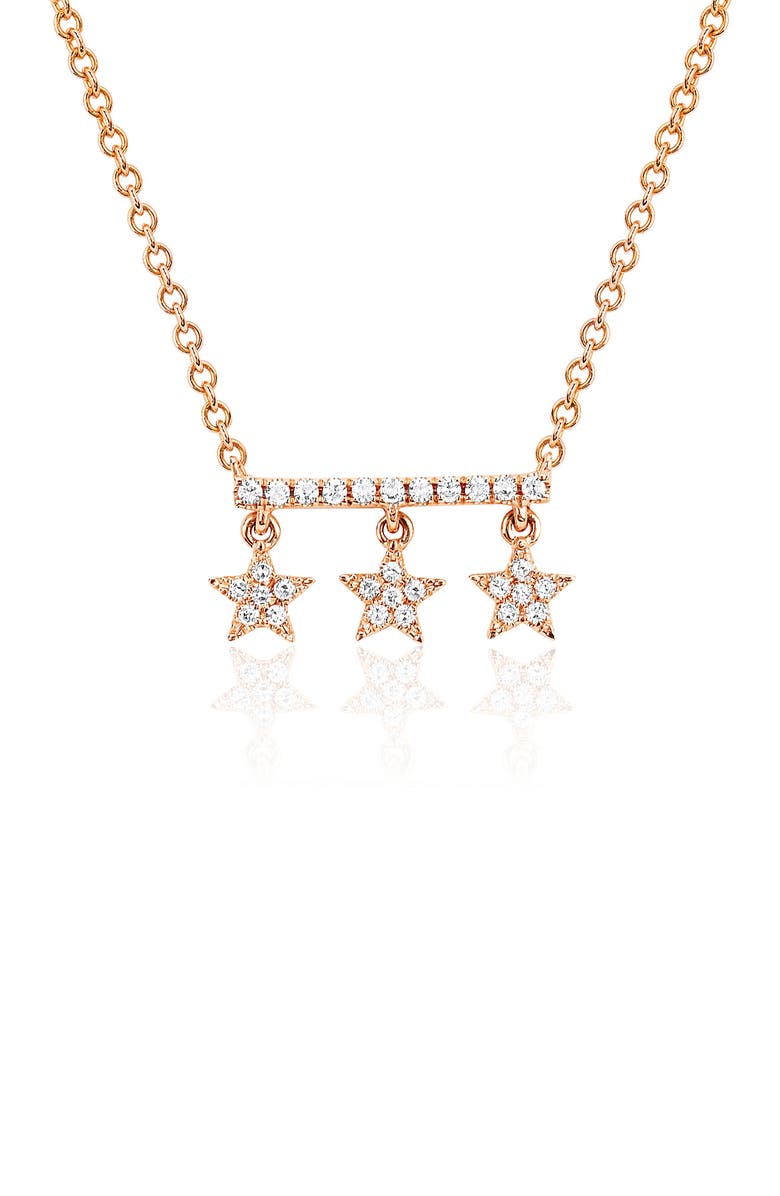 EF Collection 14K Rose Gold Pave Diamond Triple Star Mini Bar Pendant ...