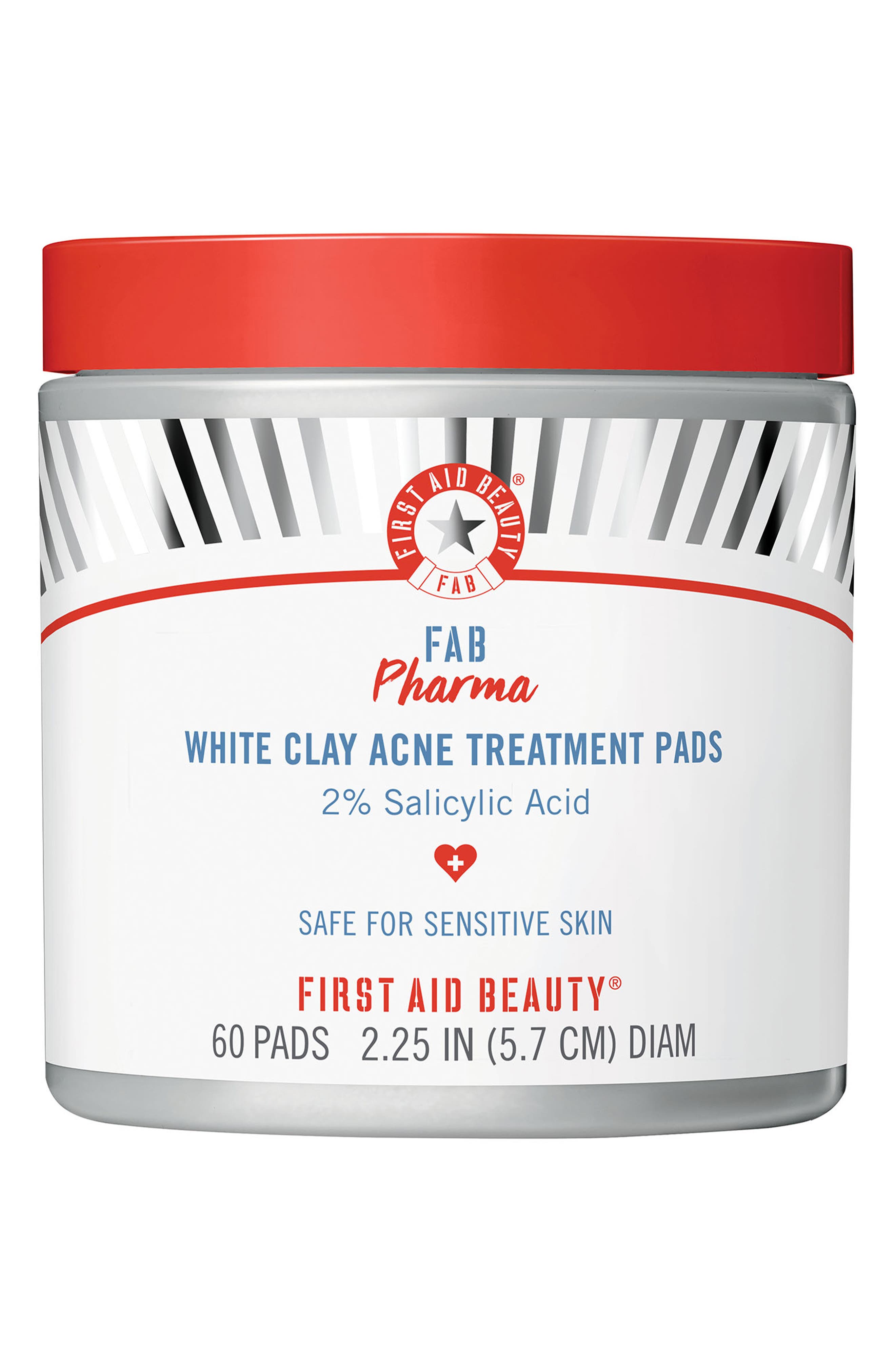 First Aid Beauty Fab Pharma White Clay Acne Treatment Pads with 2% ...
