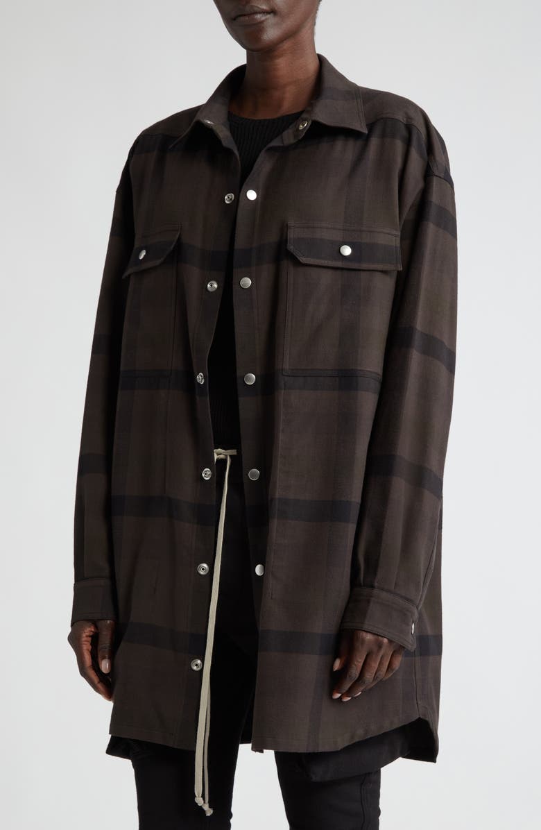 Rick Owens Plaid Oversize Cotton Shirt Jacket | Nordstromrack