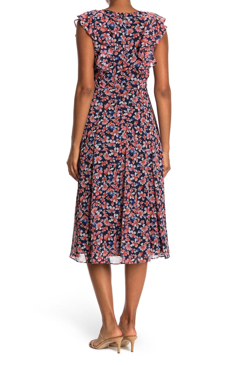 Tommy Hilfiger Floral Ruffled Chiffon Midi Dress | Nordstromrack