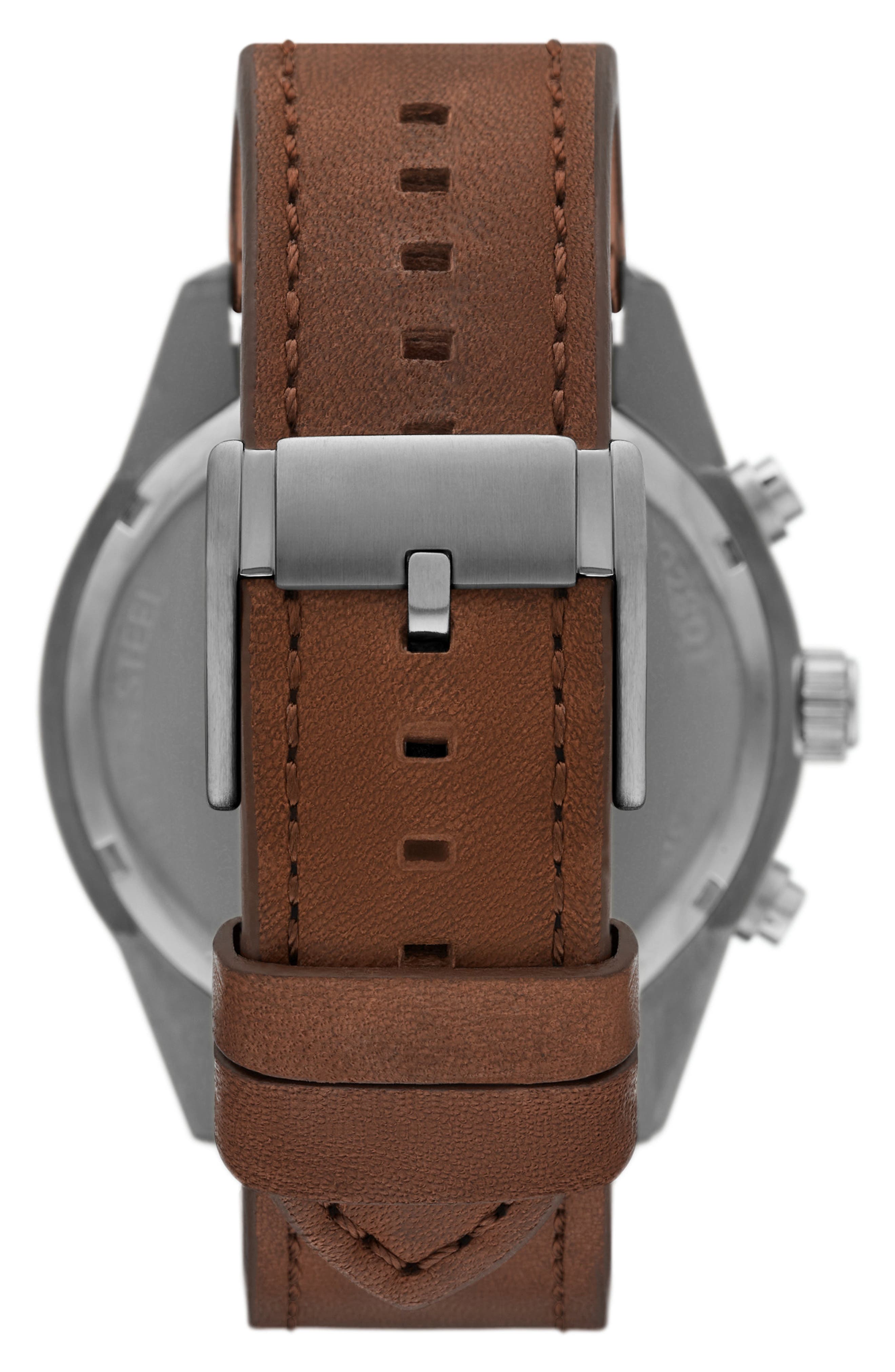 Fossil Brox Multifunction Leather Strap Watch, 50mm | Nordstromrack