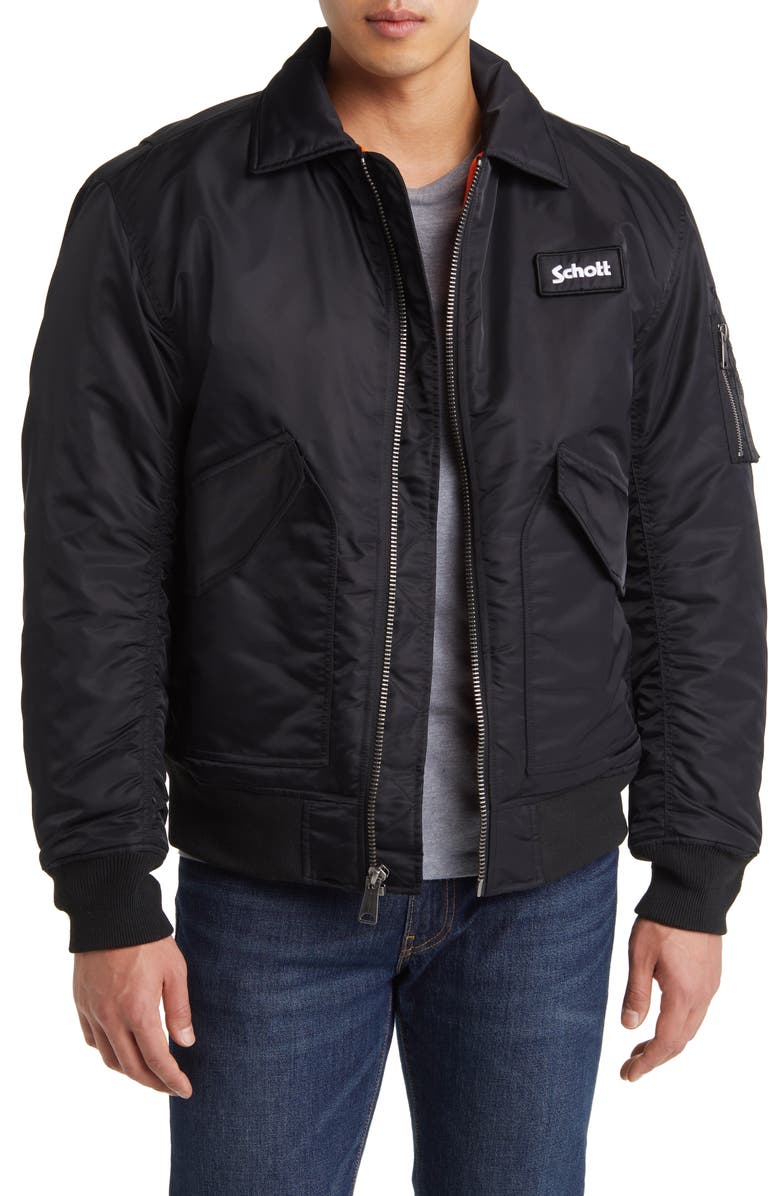 Schott NYC Water Resistant Satin Flight Jacket | Nordstrom