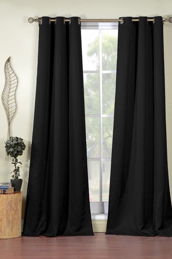 Duck River Textile Steyna Solid Blackout Curtain Set - Black ...