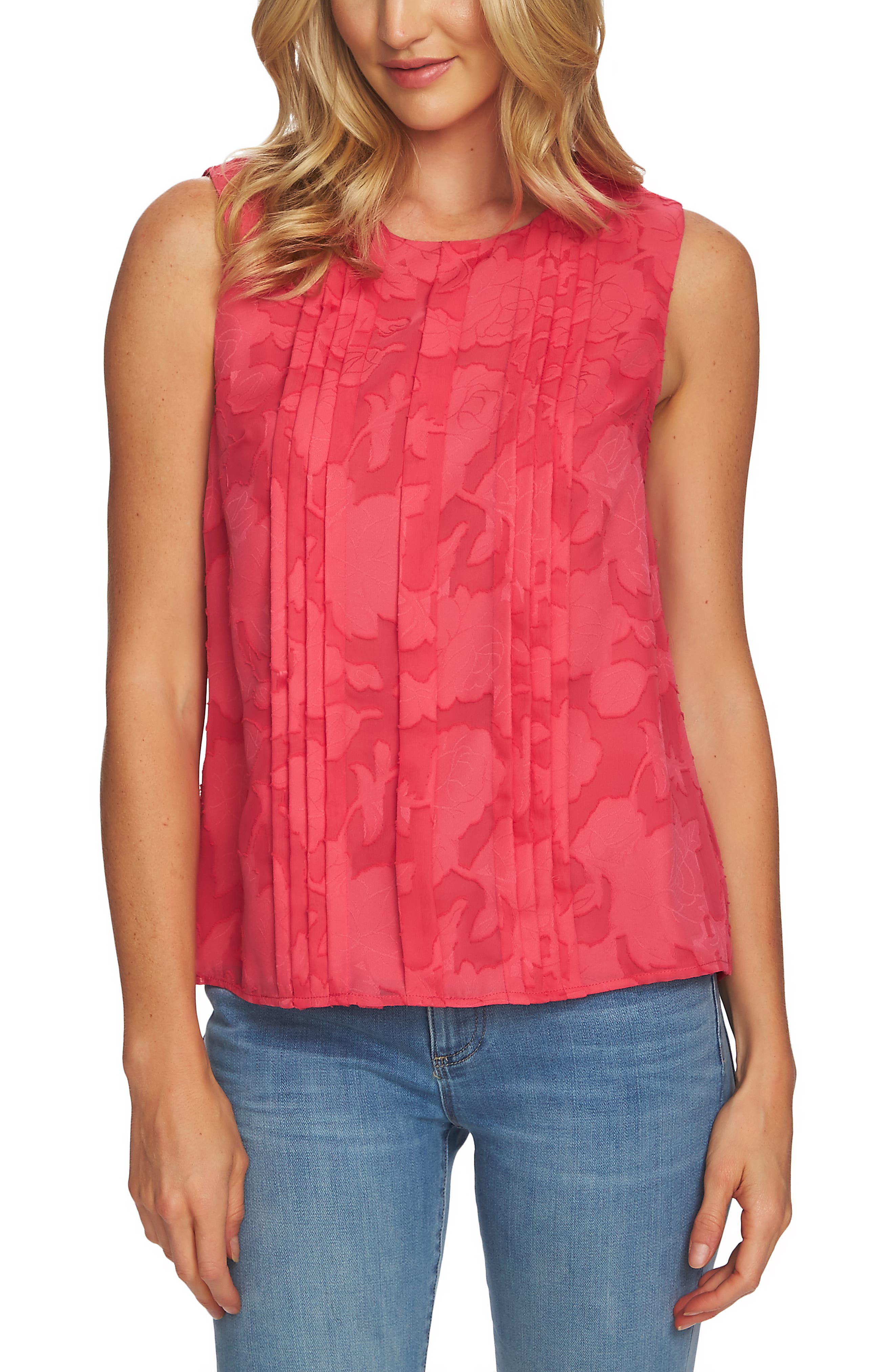 CeCe Pintuck Floral Burnout Blouse | Nordstromrack