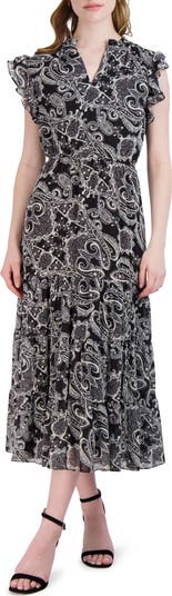 SANDRA DARREN Paisley Print Sleeveless Ruffle Maxi Dress | Nordstromrack
