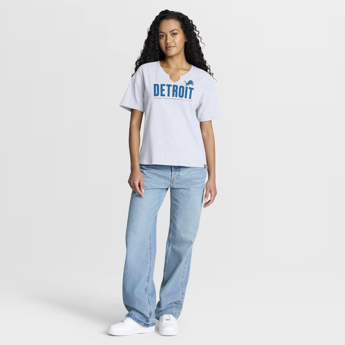 FANATICS Women's Fanatics White Detroit Lions Redzone Slub Boxy T-Shirt ...