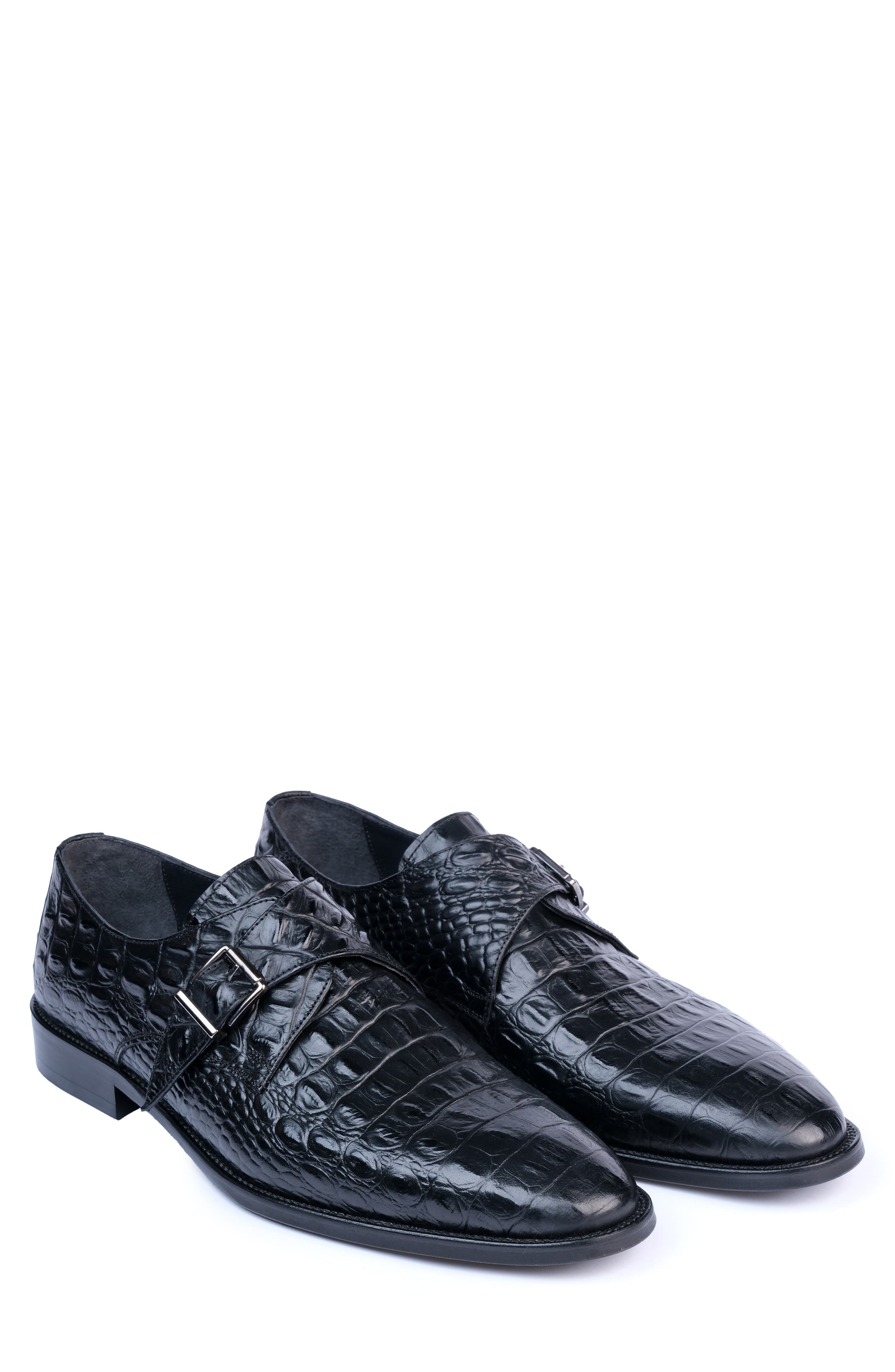 VELLAPAIS Boylston Croc Embossed Monk Strap Shoe (Men) | Nordstromrack