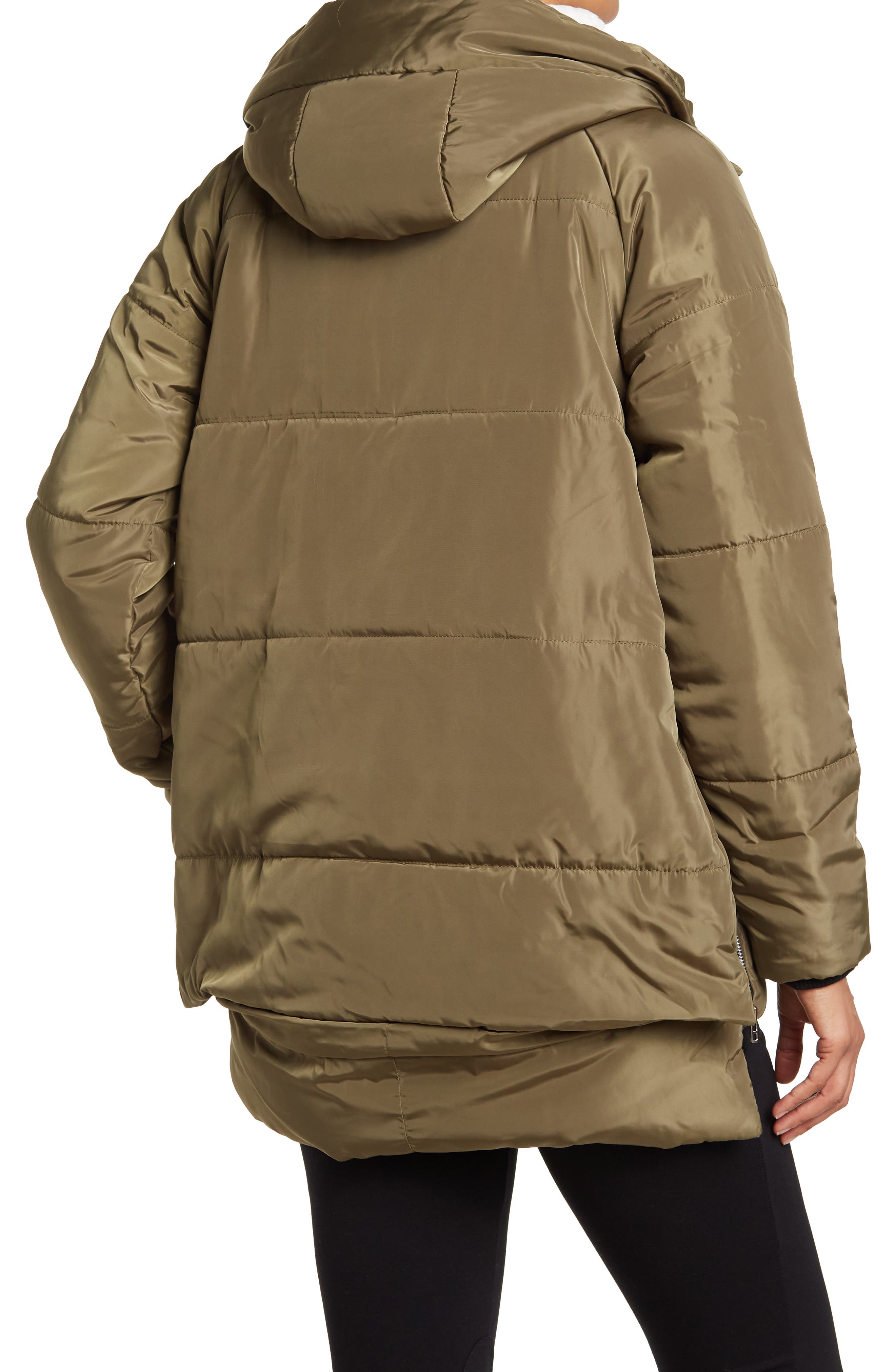 JUST ONE Faux Shearling Lined Mom Jacket | Nordstromrack