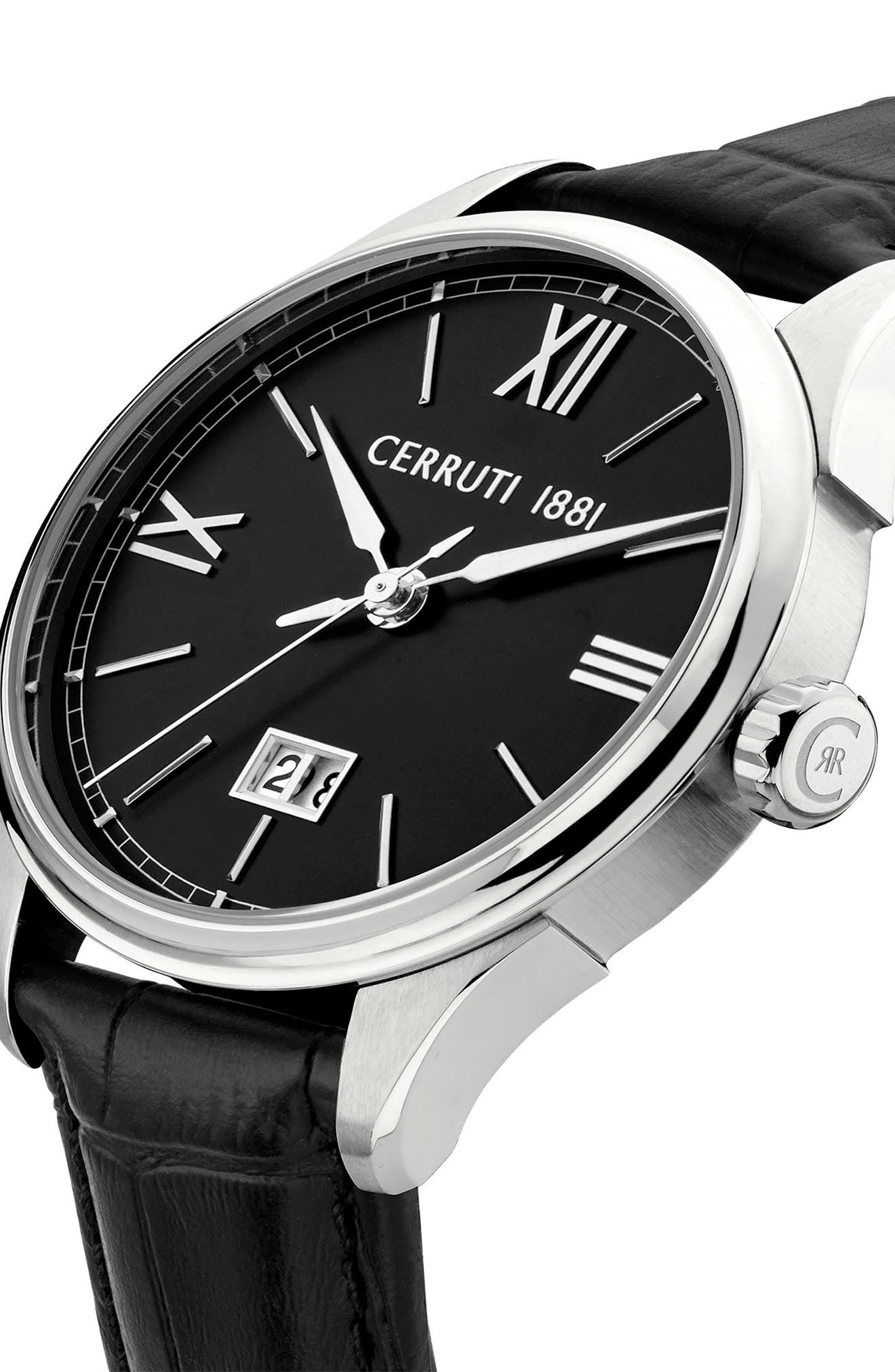 Cerruti 1881 Farneto Japanese Quartz Croc Embossed Leather Strap Watch ...