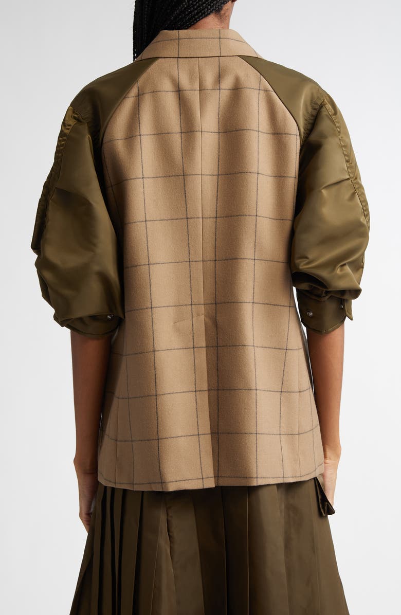 Sacai Windowpane Mixed Media Jacket | Nordstrom