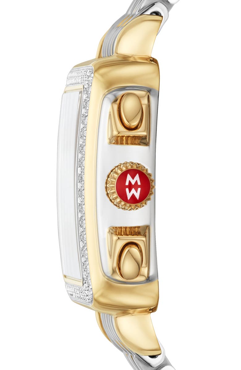 MICHELE Deco Diamond Two-Tone 18K Gold Plate Bracelet Watch, 33mm x ...