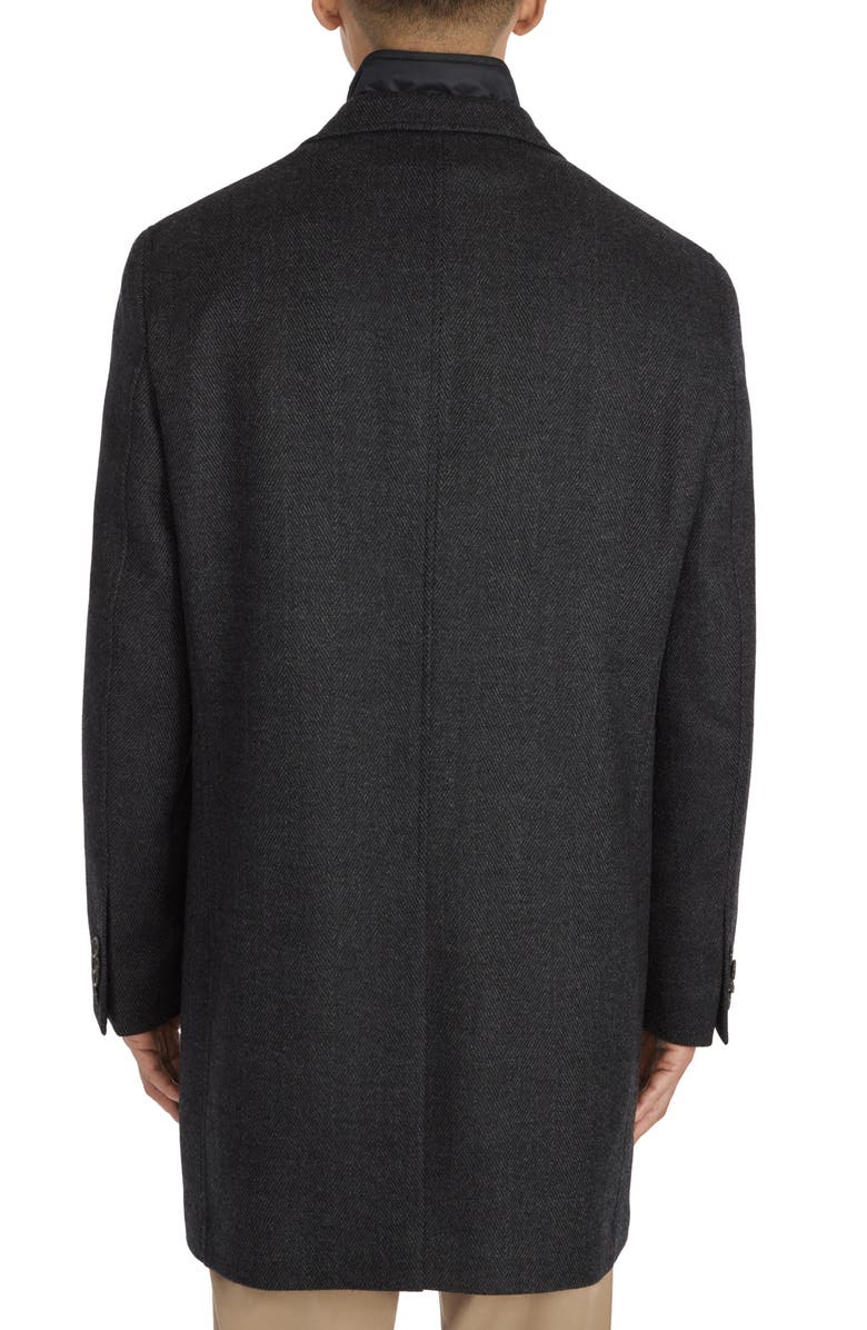 Jack Victor Delman Herringbone Stretch Wool Coat with Removable Bib ...