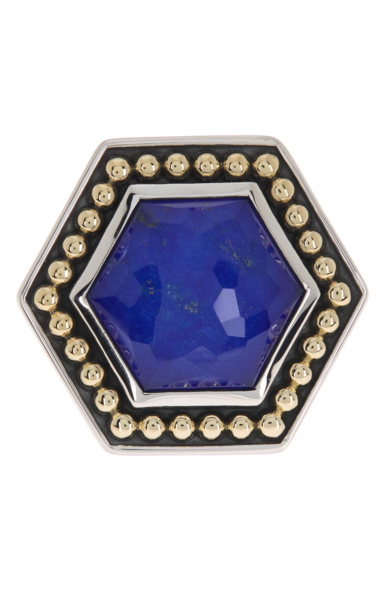 LAGOS Treasure Chest 18K Gold & Sterling Silver Lapis Hexagon Ring ...