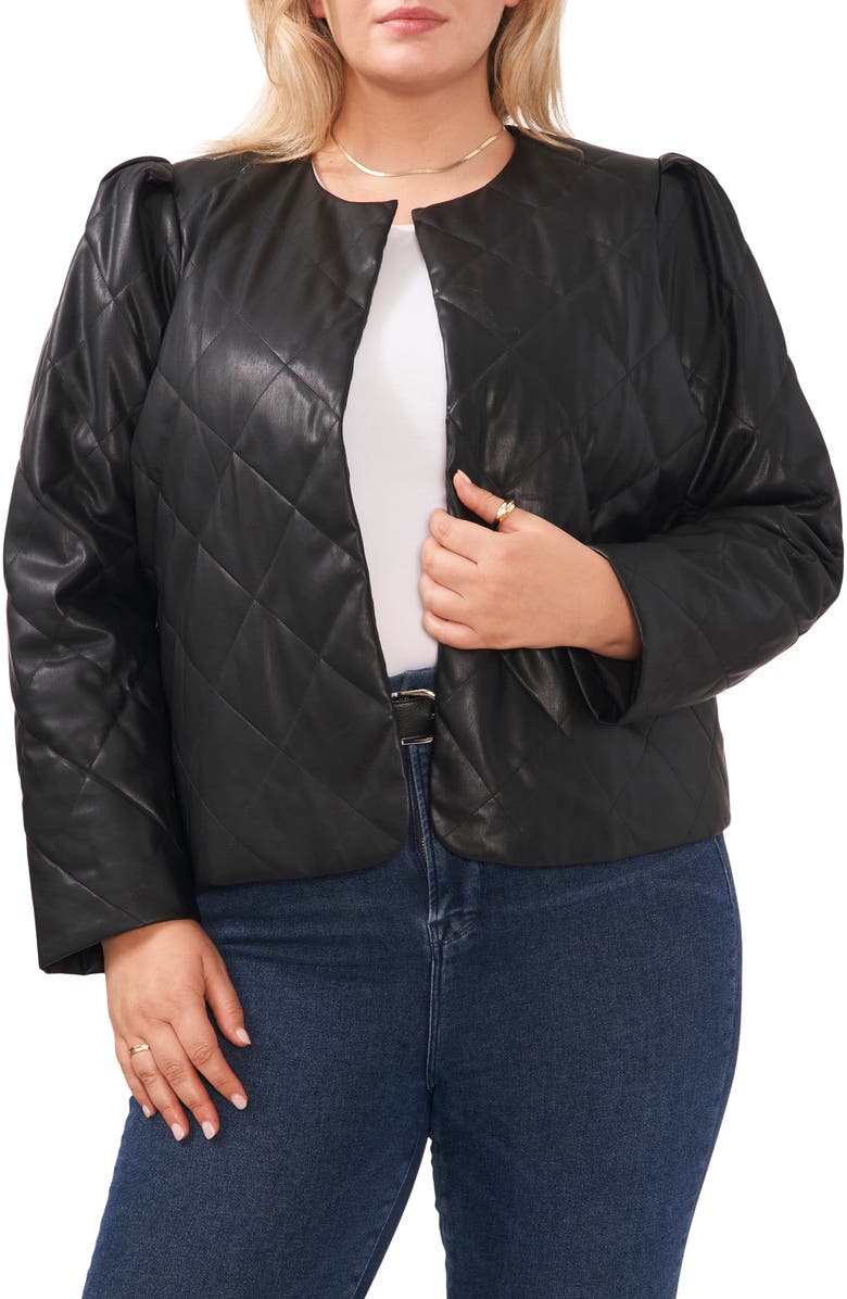 Vince Camuto Puff Shoulder Quilted Faux Leather Jacket | Nordstromrack