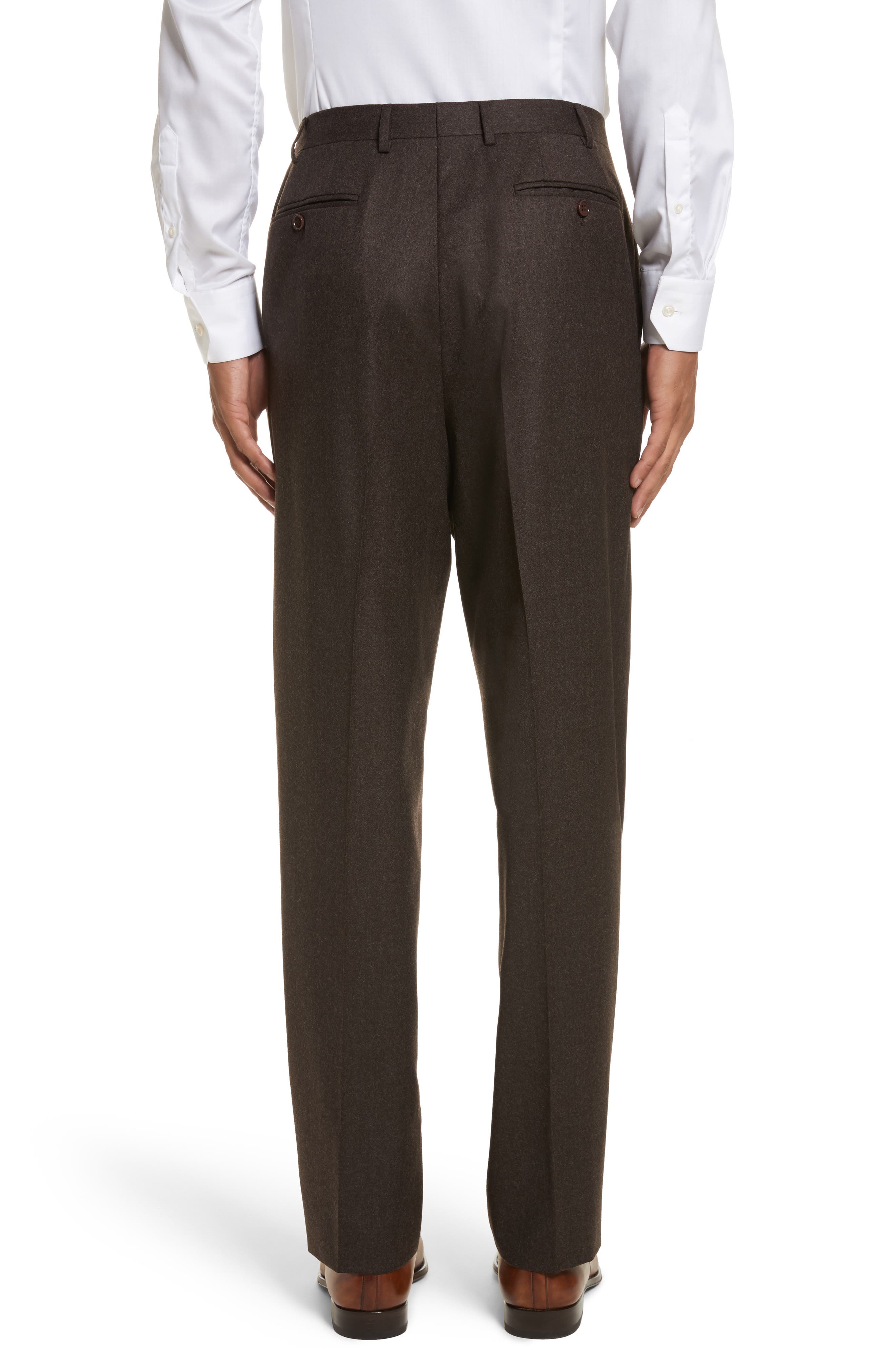 Canali Flat Front Solid Wool Trousers (Men) | Nordstromrack