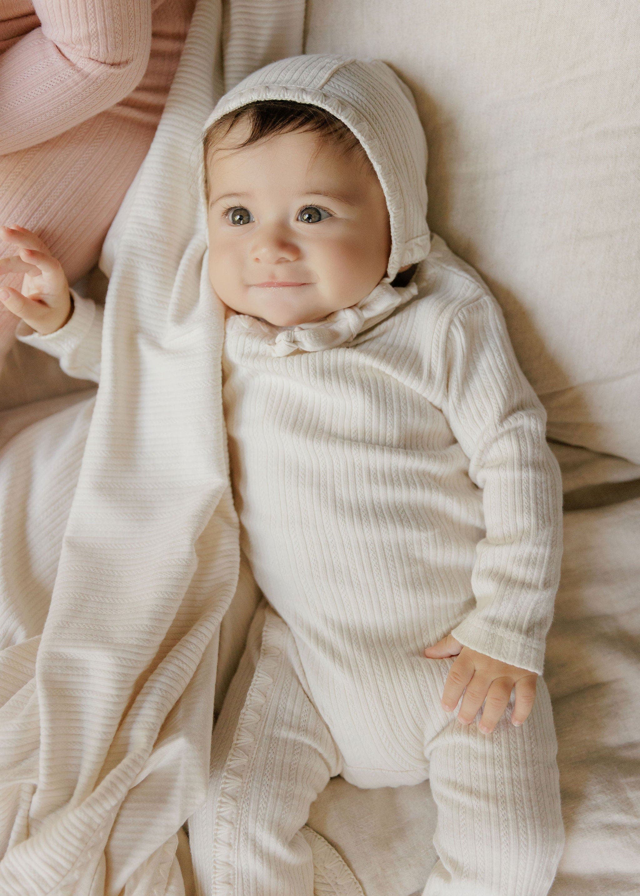 Ely's & Co. Whip Stitch Collection - Footie + Bonnet | Nordstrom