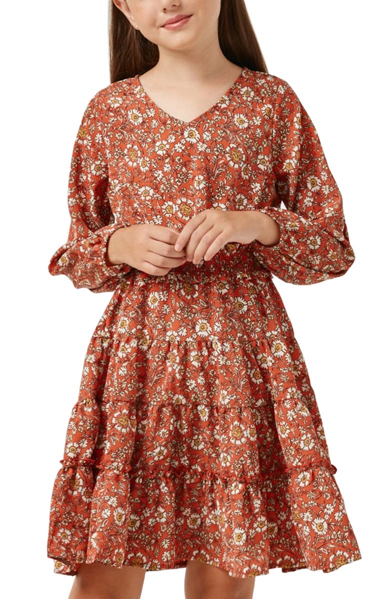 Hayden Girls Kids' Floral Long Sleeve Tiered Dress | Nordstromrack