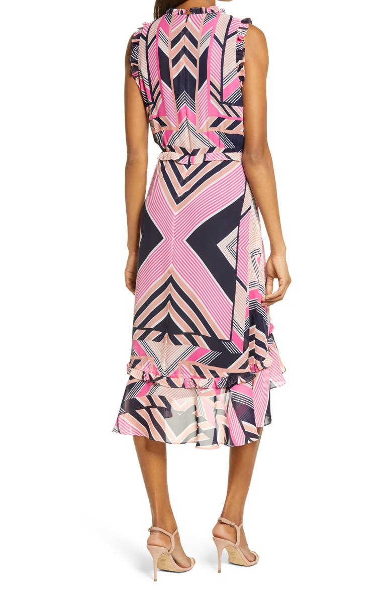 Julia Jordan Mod Stripe Ruffle Trim Midi Dress | Nordstromrack