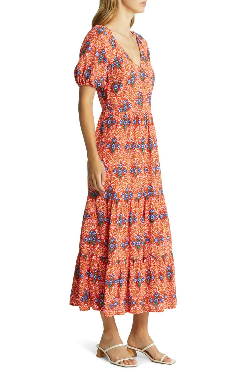 Boden Floral Print Tiered Midi Dress | Nordstromrack