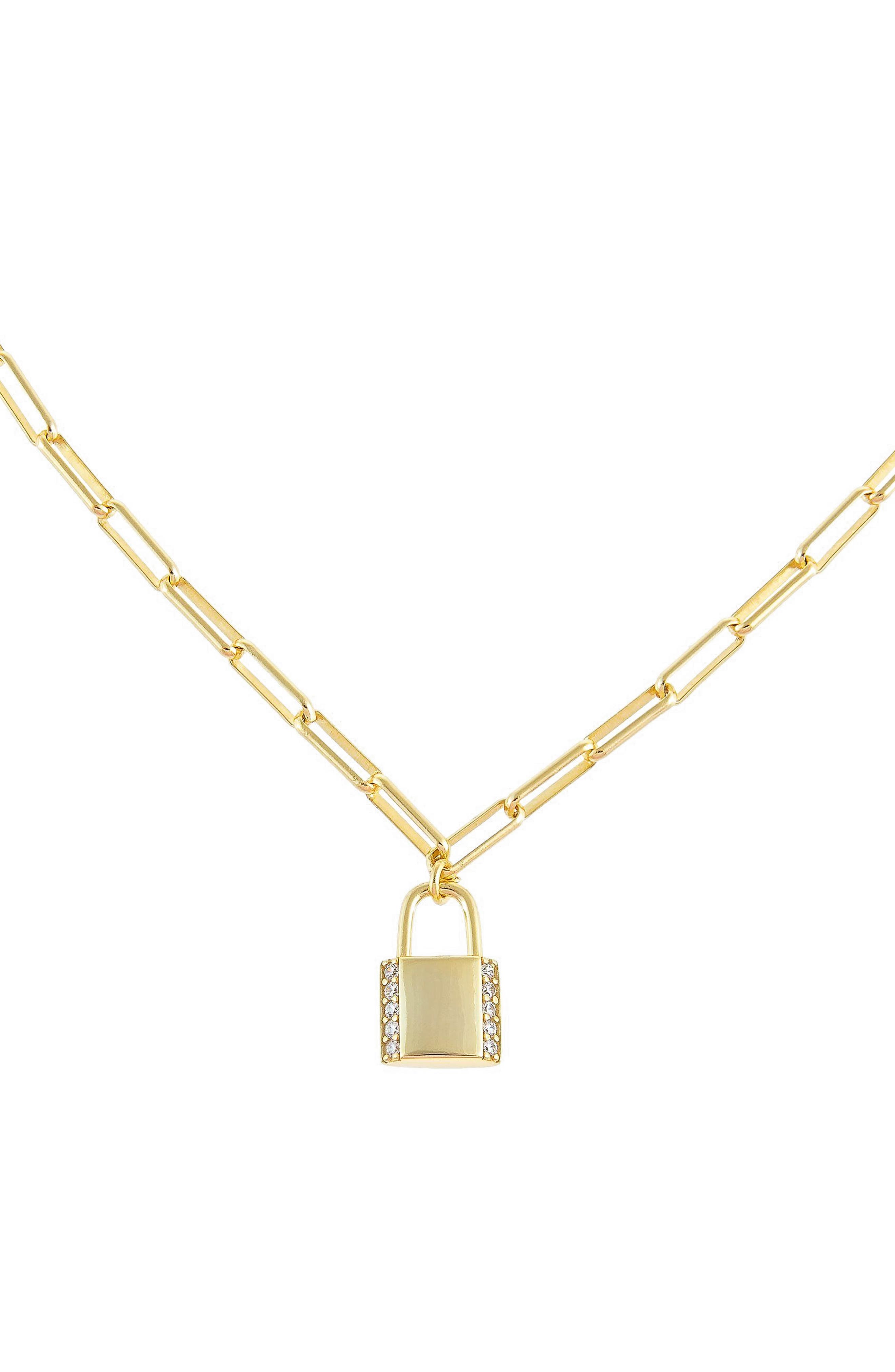 Adina's Jewels Lock Pendant Necklace | Nordstrom