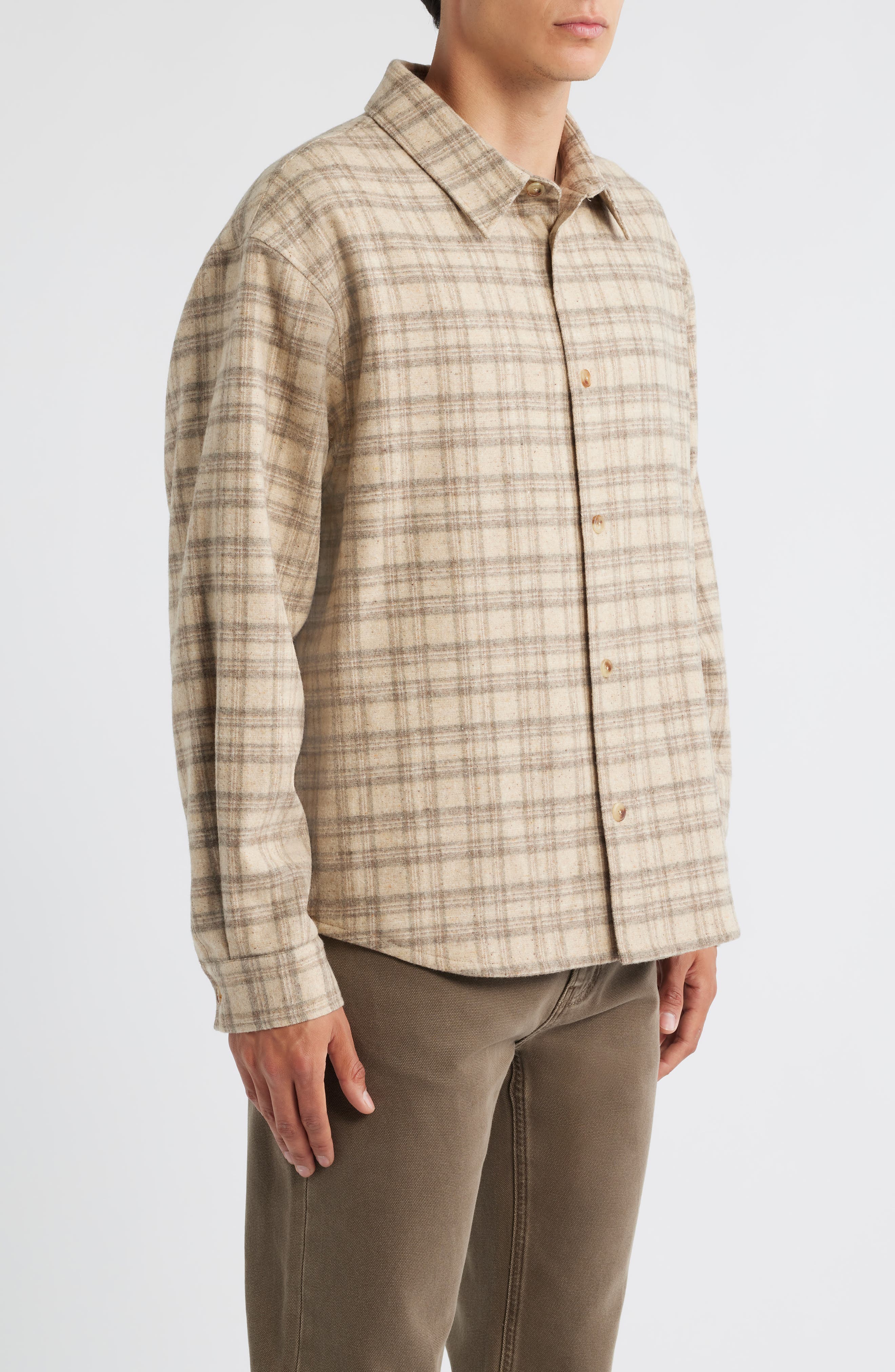 FRAME Plaid Wool Blend Overshirt | Nordstromrack