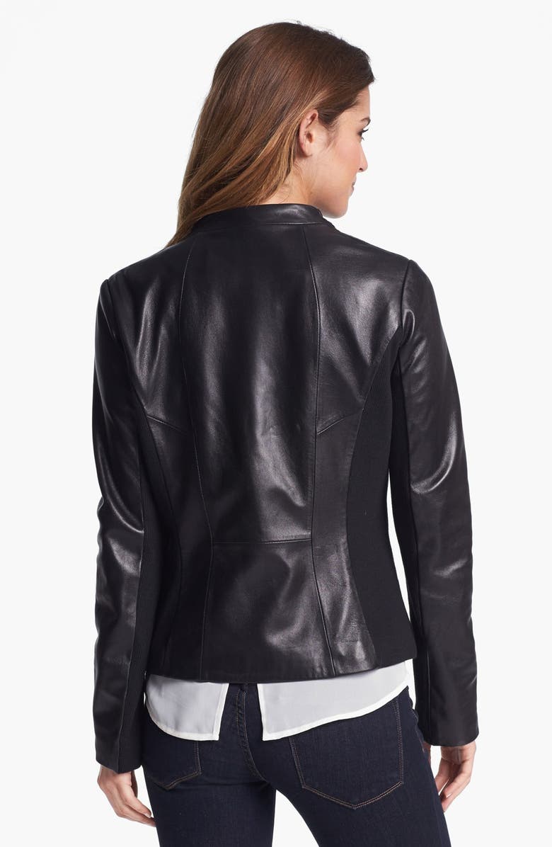 Elie Tahari 'Leah' Basket Weave Front Leather Jacket | Nordstrom