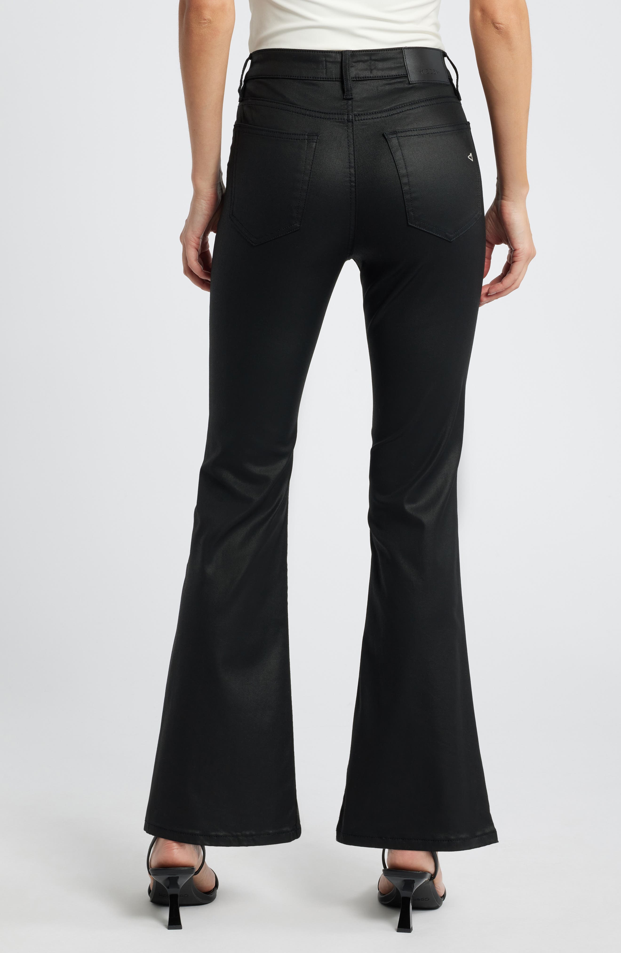 HIDDEN JEANS Coated High Waist Flare Jeans | Nordstrom