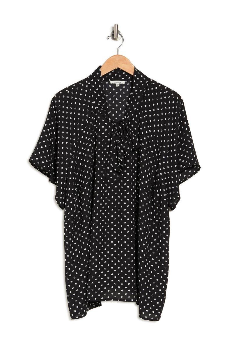 Pleione Short Sleeve Tie Neck Blouse | Nordstromrack