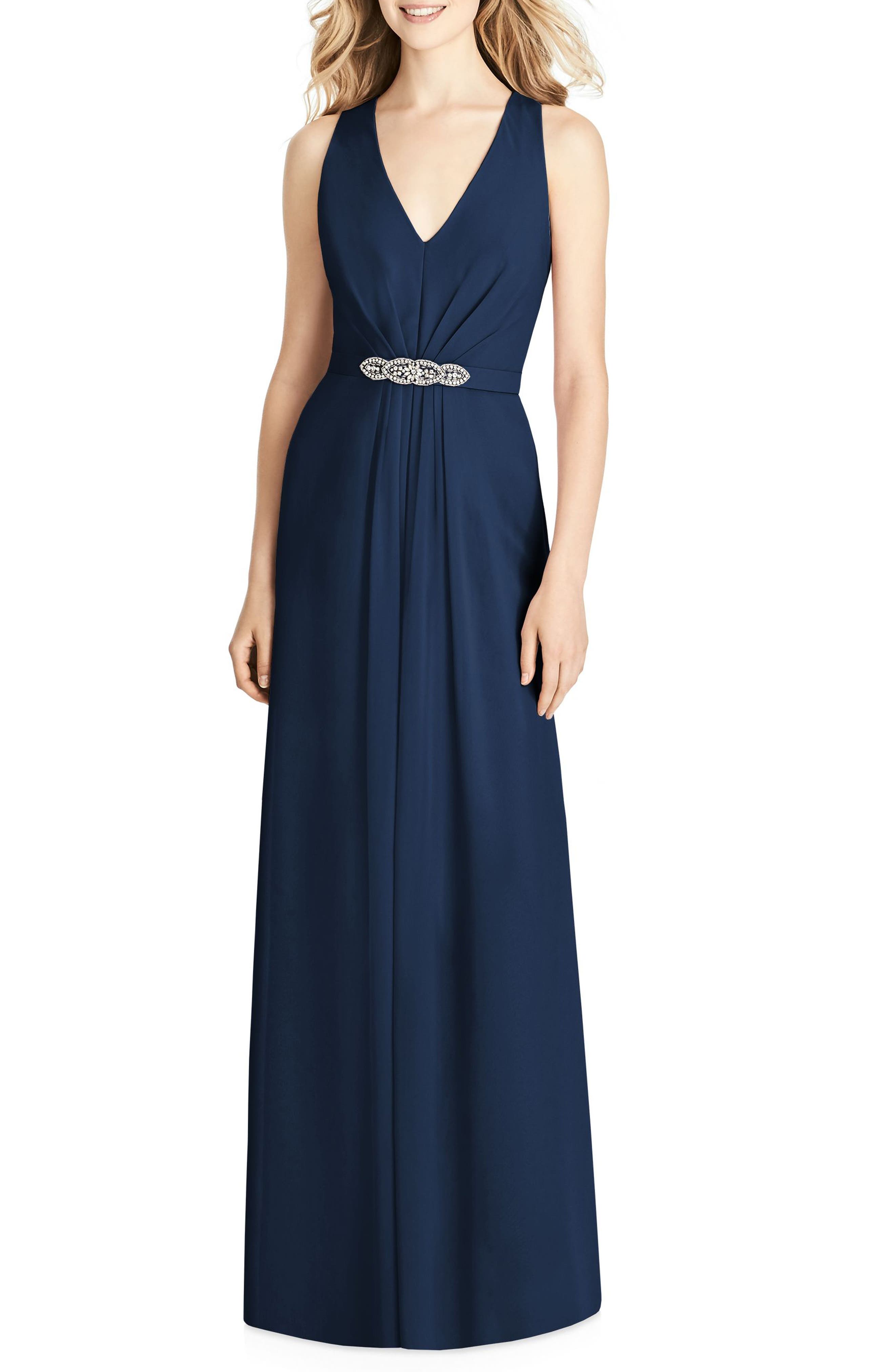 Jenny Packham Jewel Belt Chiffon A-Line Gown | Nordstrom