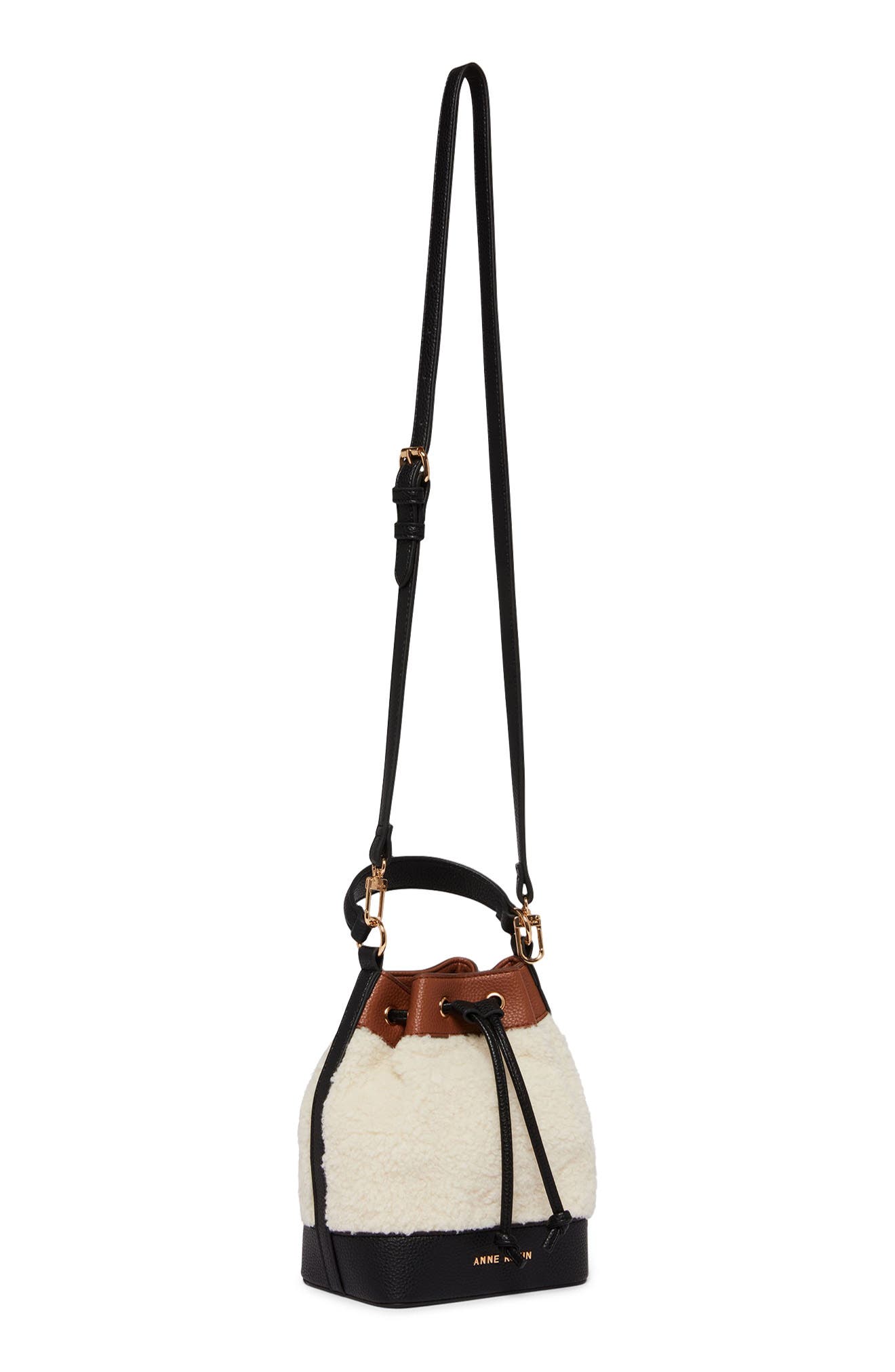 Anne Klein Faux Shearling Trim Bucket Bag | Nordstromrack