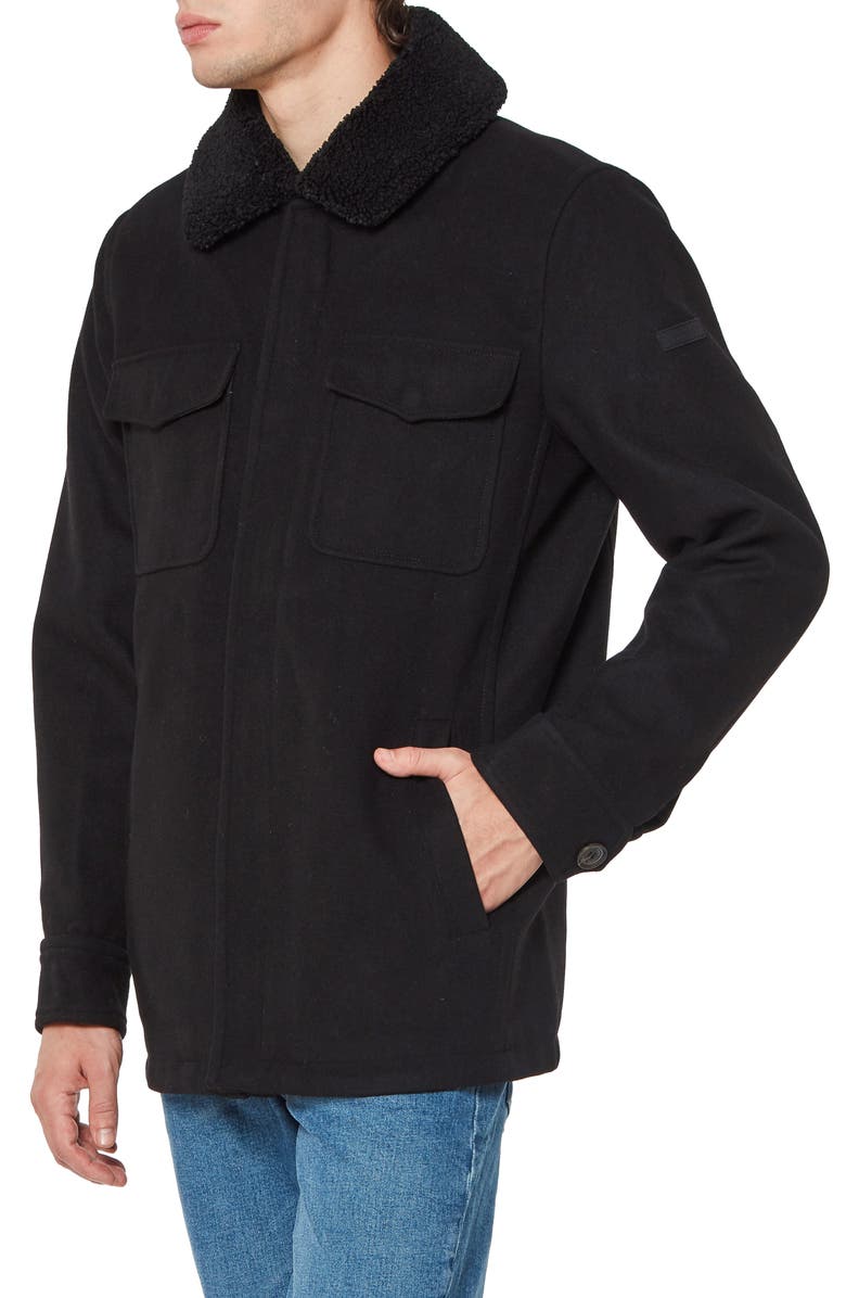 Vince Camuto Faux Fur Trim Wool Blend Field Jacket | Nordstromrack