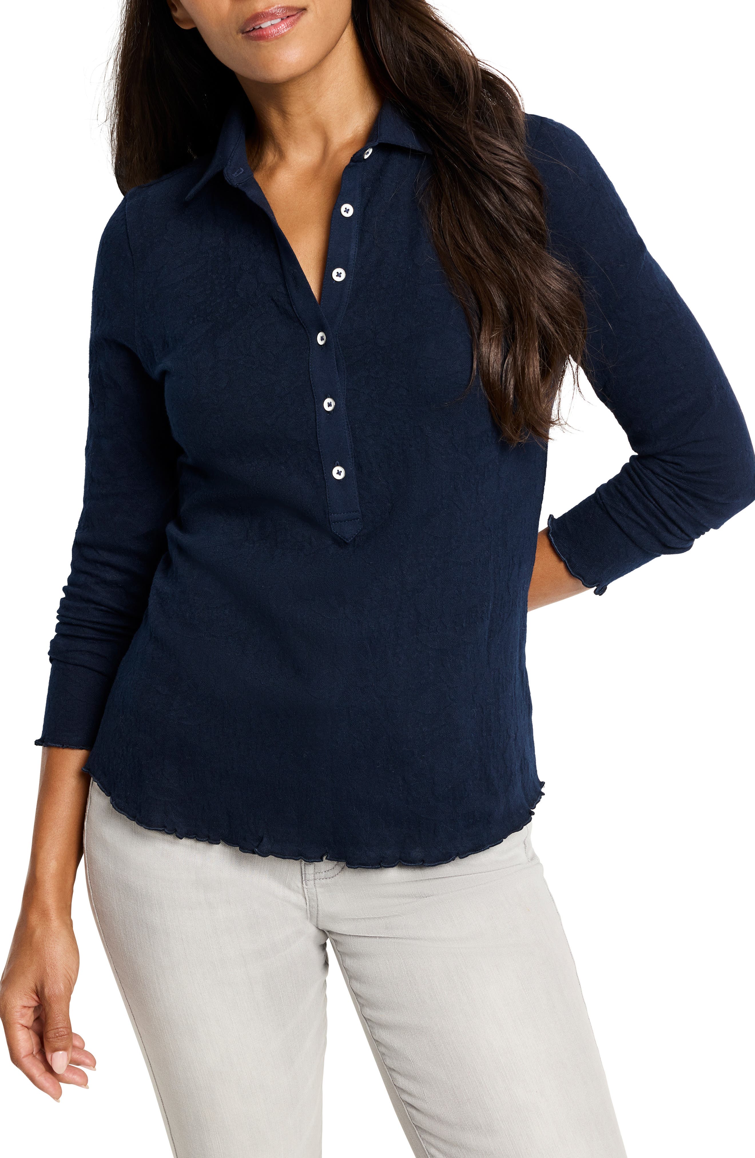 NIC+ZOE Lace Knit Henley Top | Nordstrom