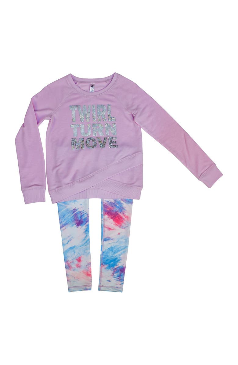 90 DEGREE BY REFLEX Girls' Cross Over Sweater & Printed Legging Set ...