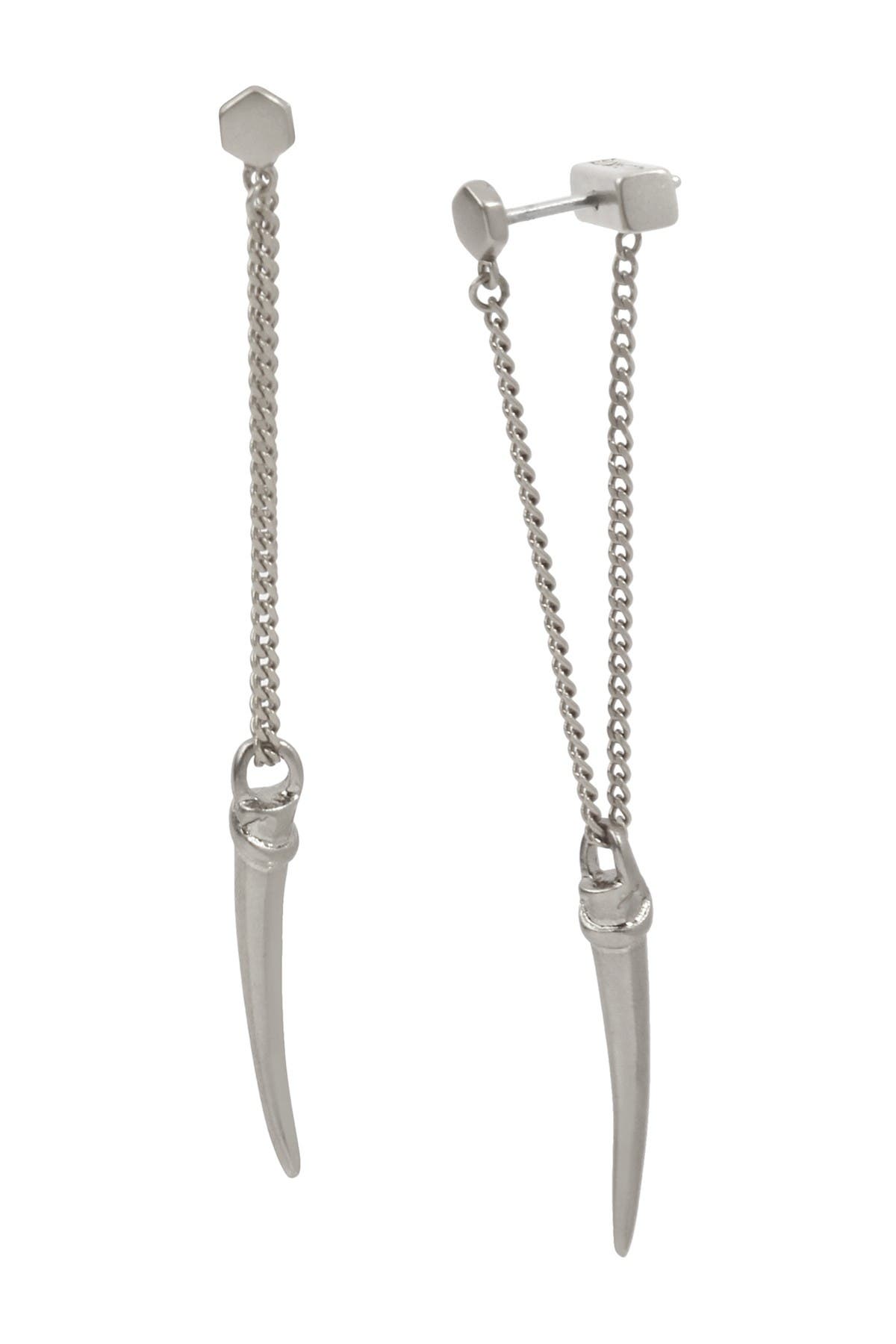 AllSaints Horn Linear Chain Front Back Earrings (Women) | Nordstromrack