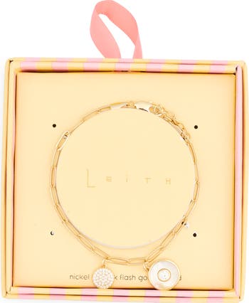 Leith Cancer Mother-of-Pearl & Crystal Charm Paper Clip Chain Bracelet ...