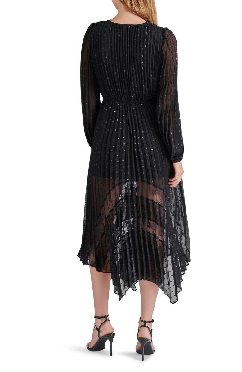 Steve Madden Ari Pleated Long Sleeve Chiffon & Lace Dress | Nordstromrack