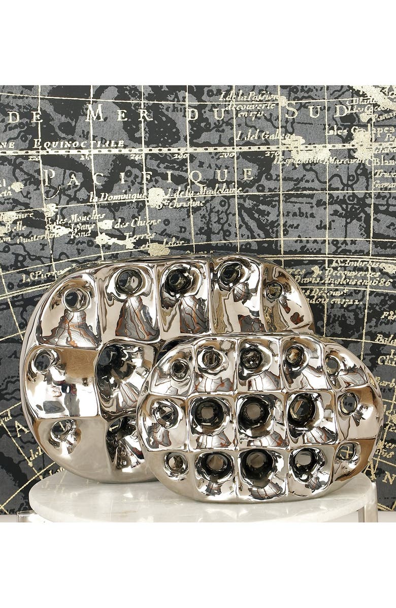 VIVIAN LUNE HOME Silver Ceramic Vase with Cut Out Designs | Nordstromrack