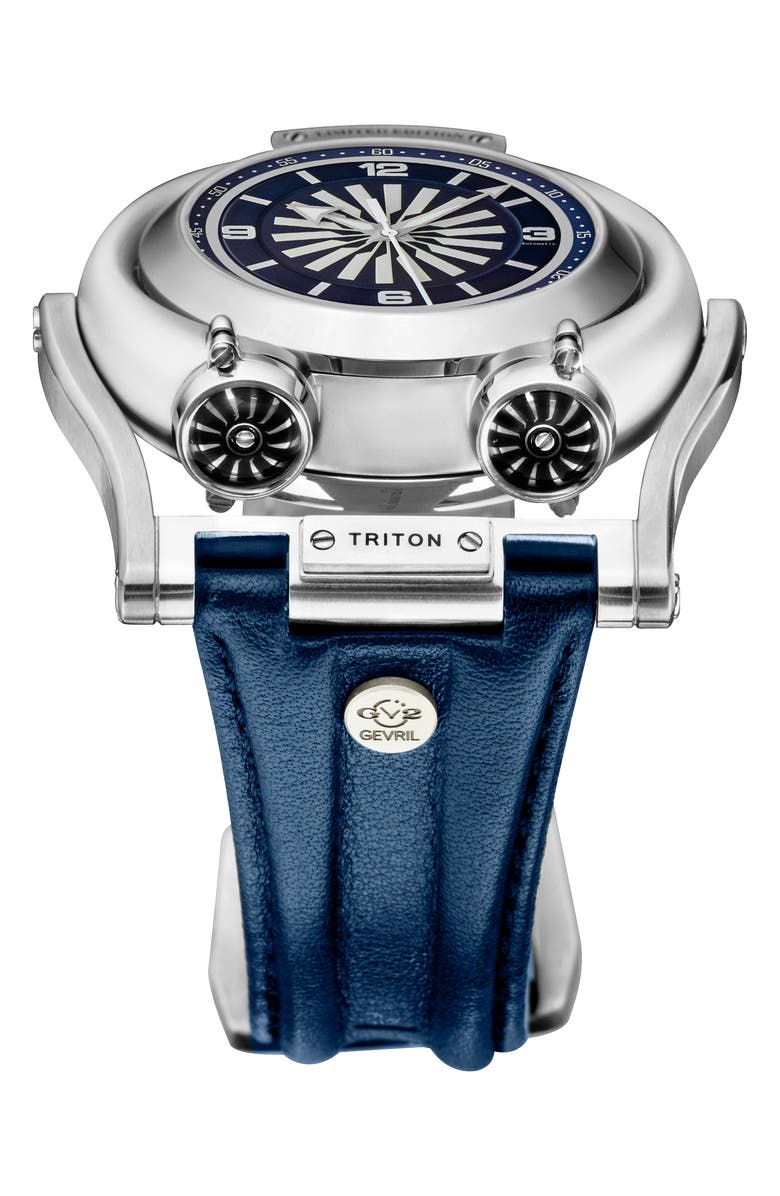 GV2 Triton Leather Strap Automatic Watch, 48mm | Nordstromrack