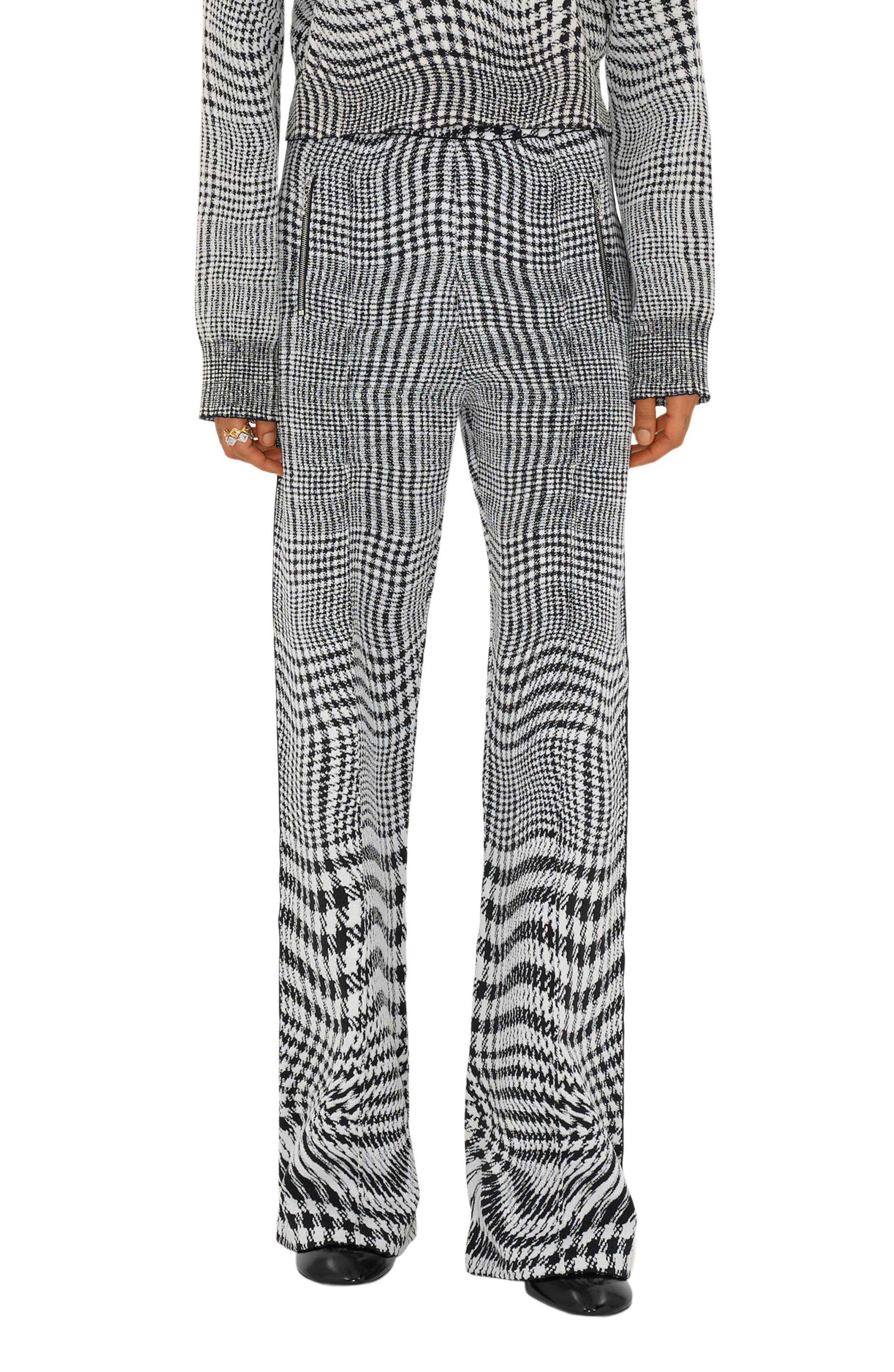 Burberry Warped Check Wool Blend Wide Leg Pants | Nordstromrack
