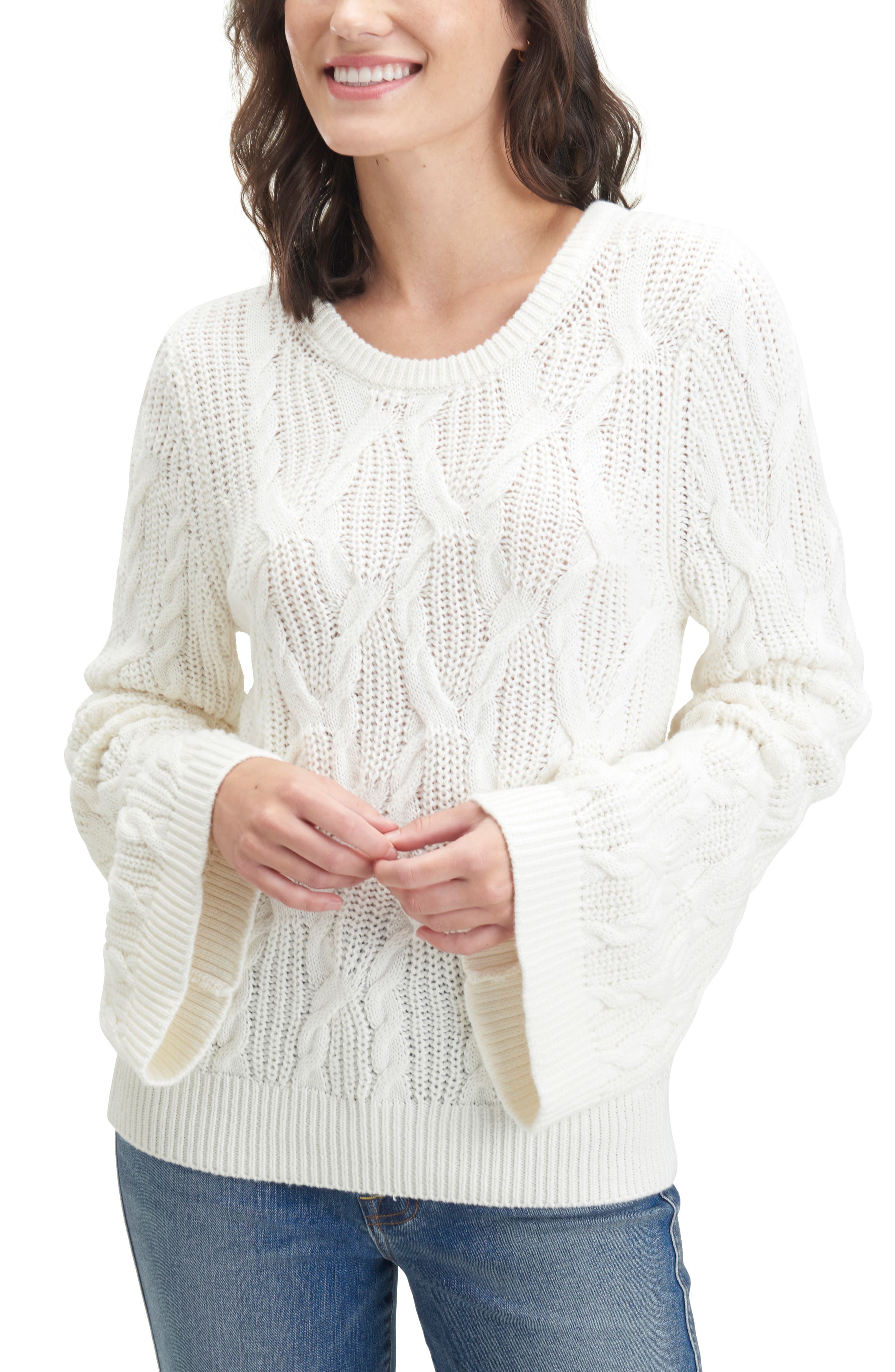 Splendid Leona Cotton & Cashmere Cable Knit Sweater | Nordstromrack