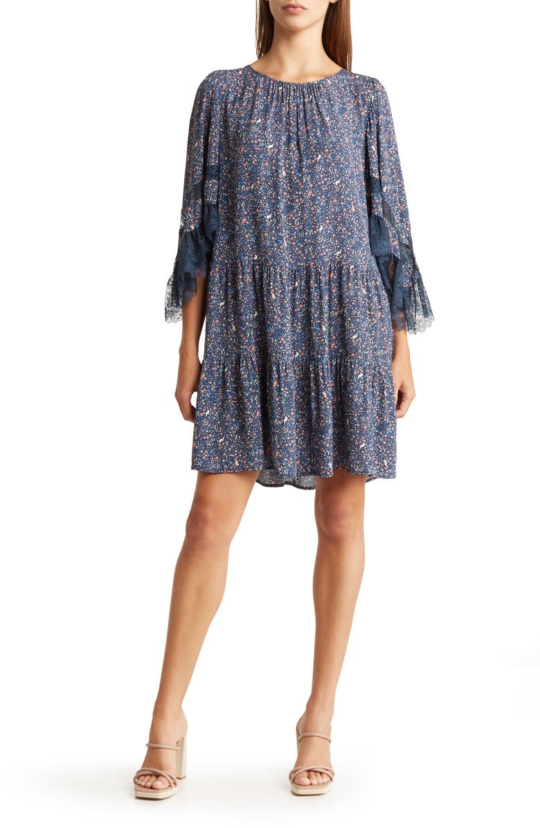 Chloé Mixed Print Three-Quarter Lace Sleeve Dress | Nordstromrack