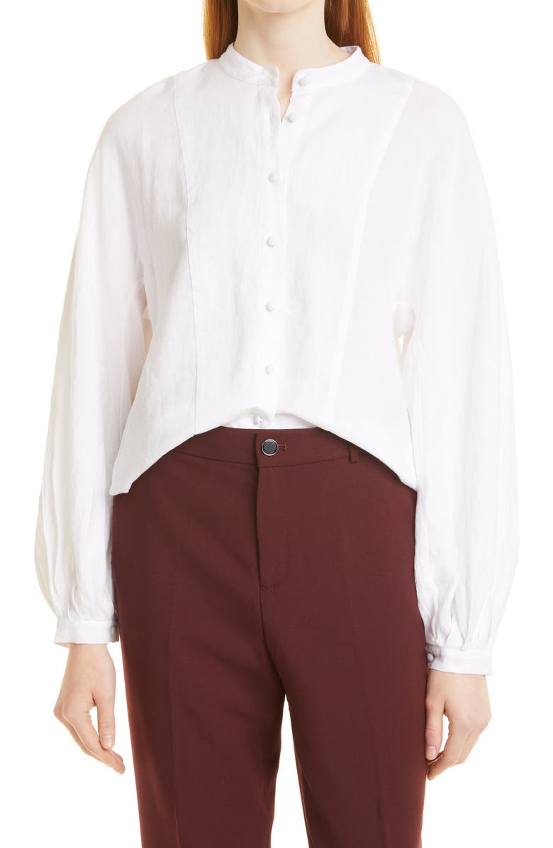 Club Monaco Band Collar Linen Shirt | Nordstromrack