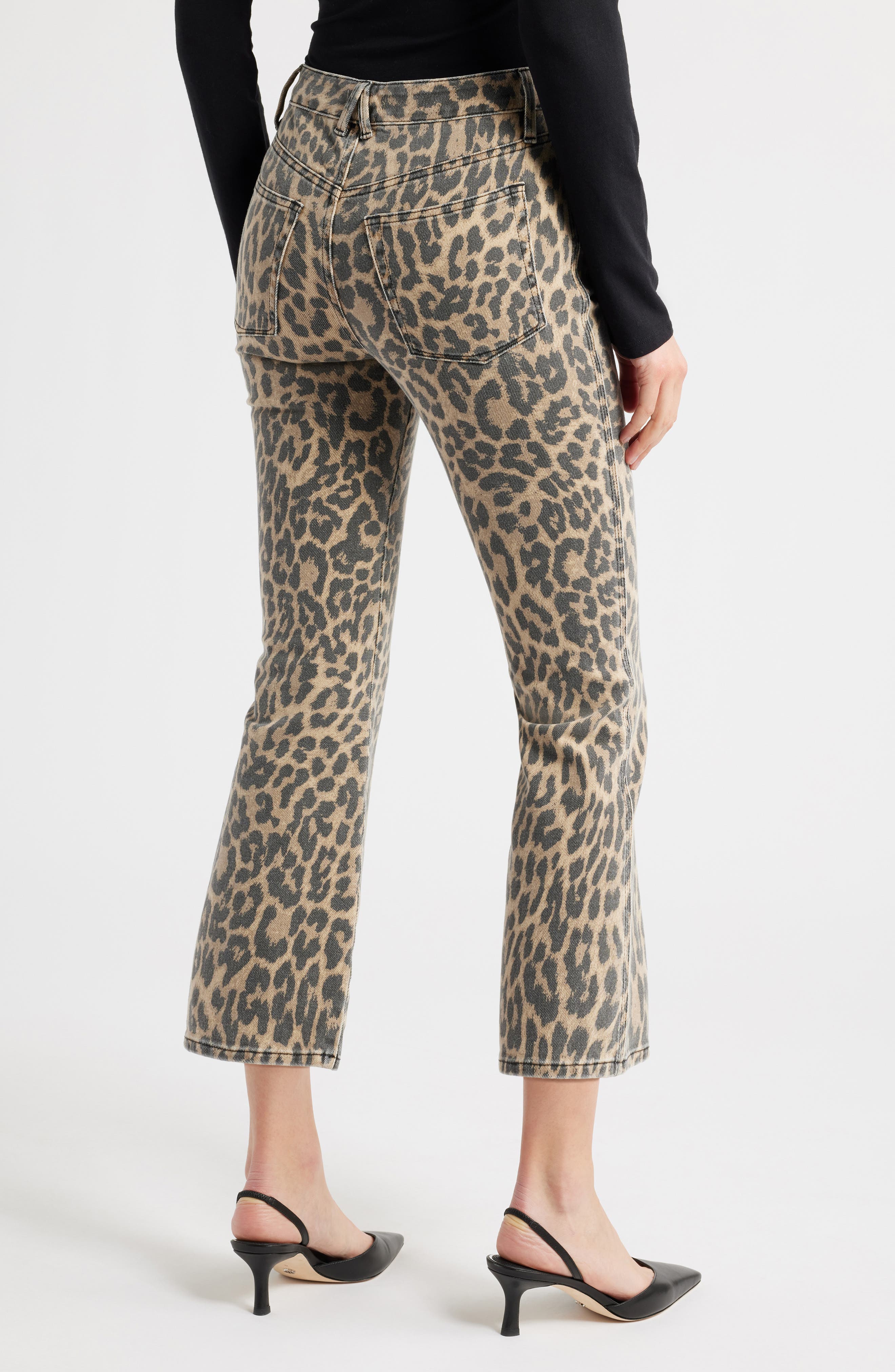 Good American Good Standard Leopard Print Kick Flare Jeans | Nordstrom