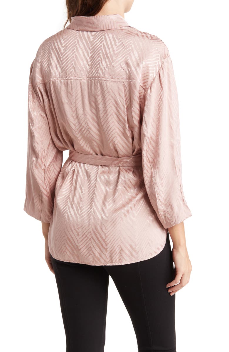 CURRENT AIR Metallic 3/4 Sleeve Wrap Blouse | Nordstromrack