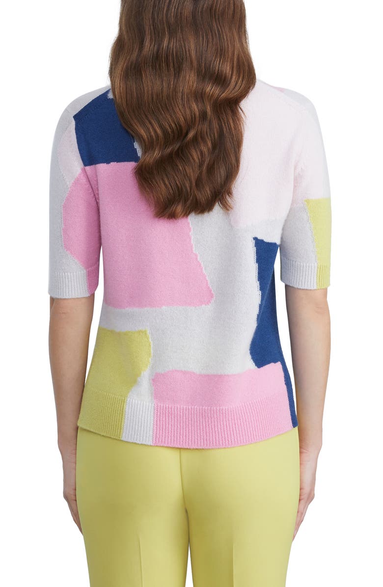 Lafayette 148 New York Paper Collage Colorblock Intarsia Short Sleeve ...
