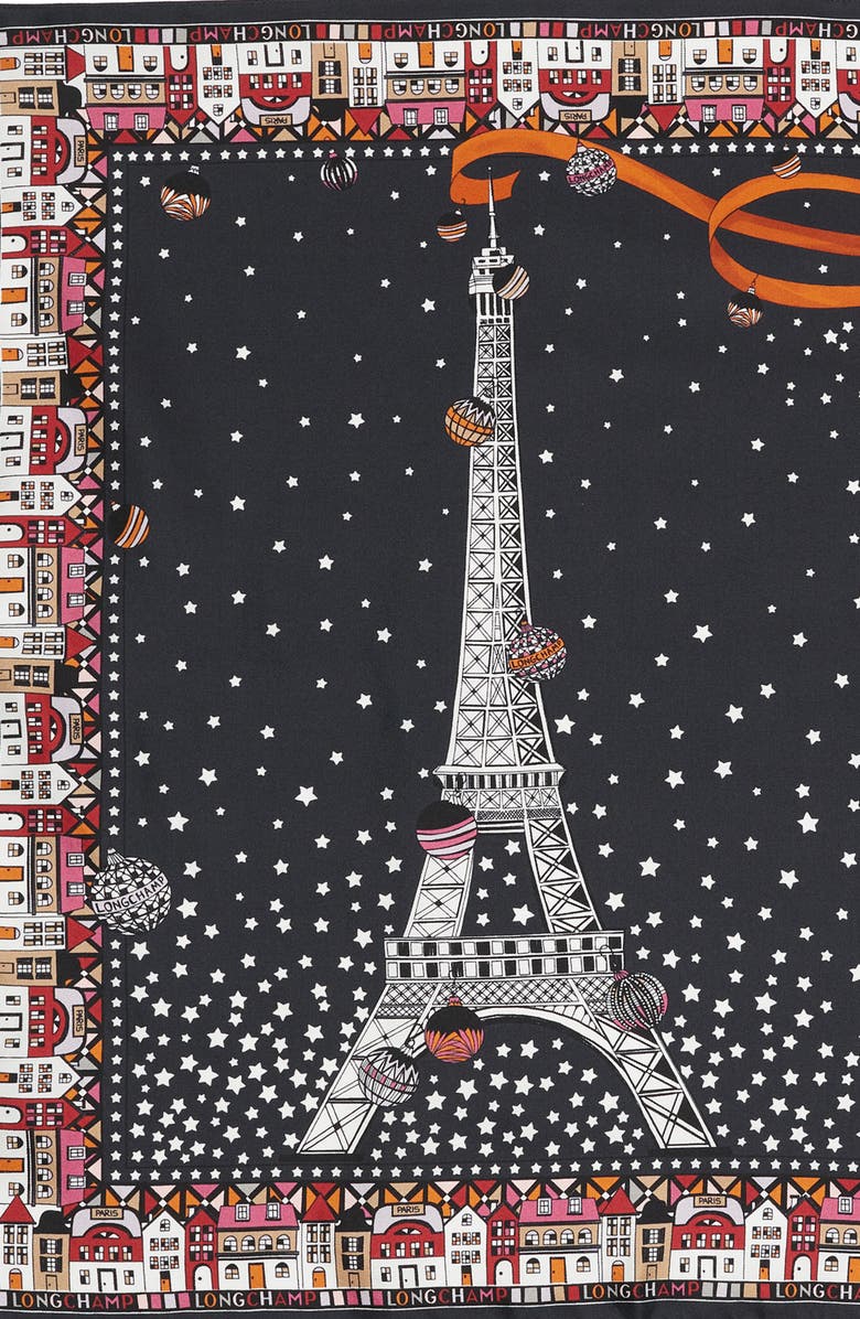 Longchamp Eiffel Tower Yuletide Print Silk Scarf | Nordstrom