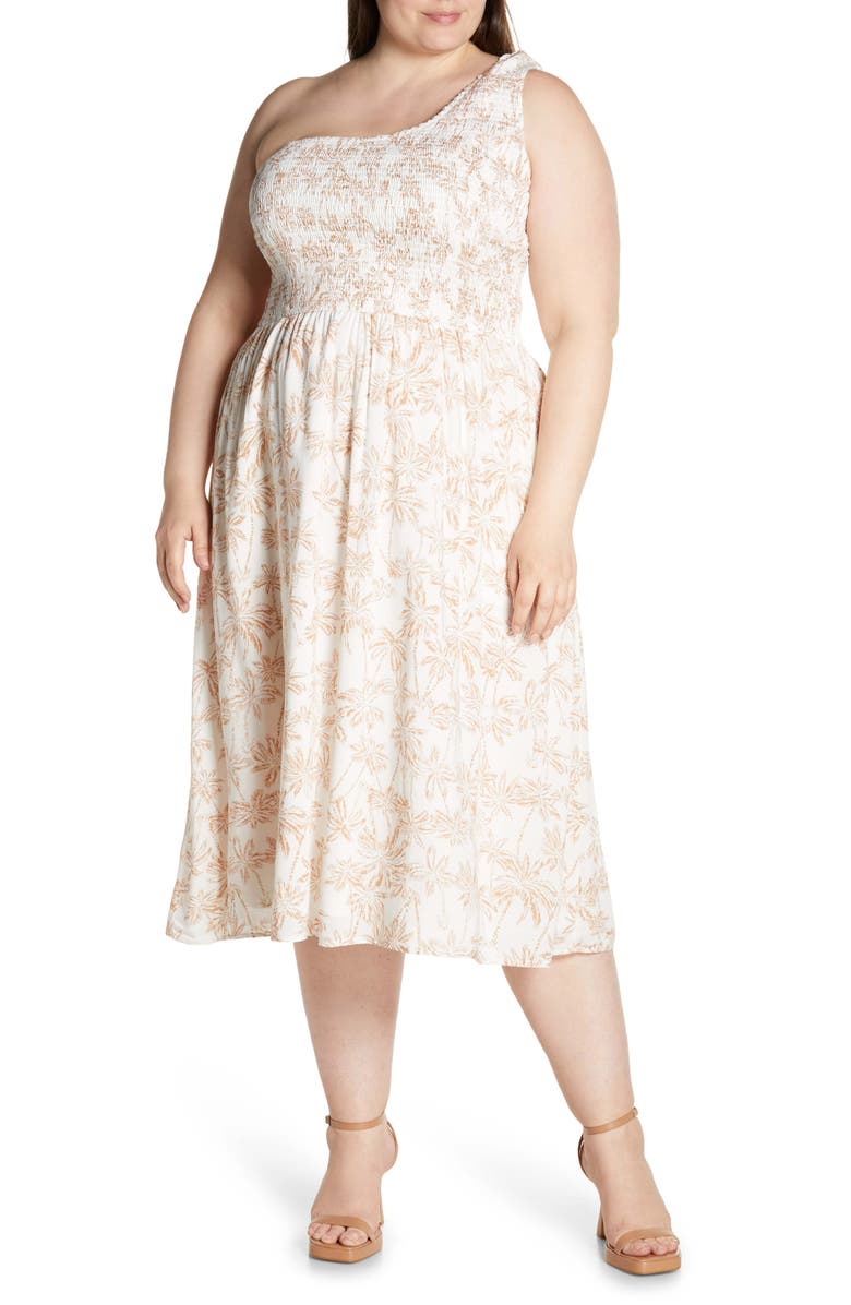 1.STATE One-Shoulder Smocked Midi Dress | Nordstromrack