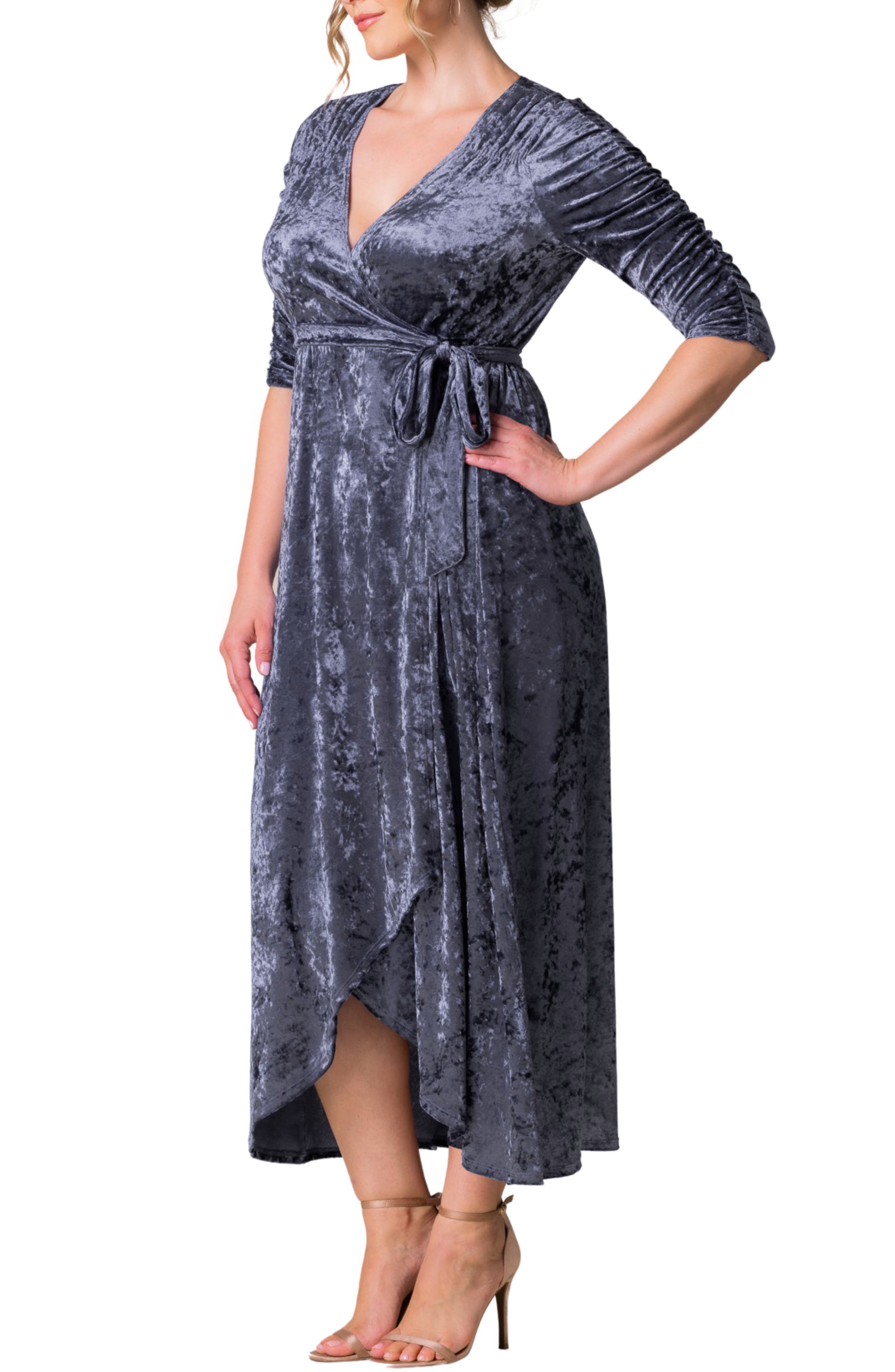 Kiyonna Cara Crushed Velvet Wrap Gown | Nordstromrack