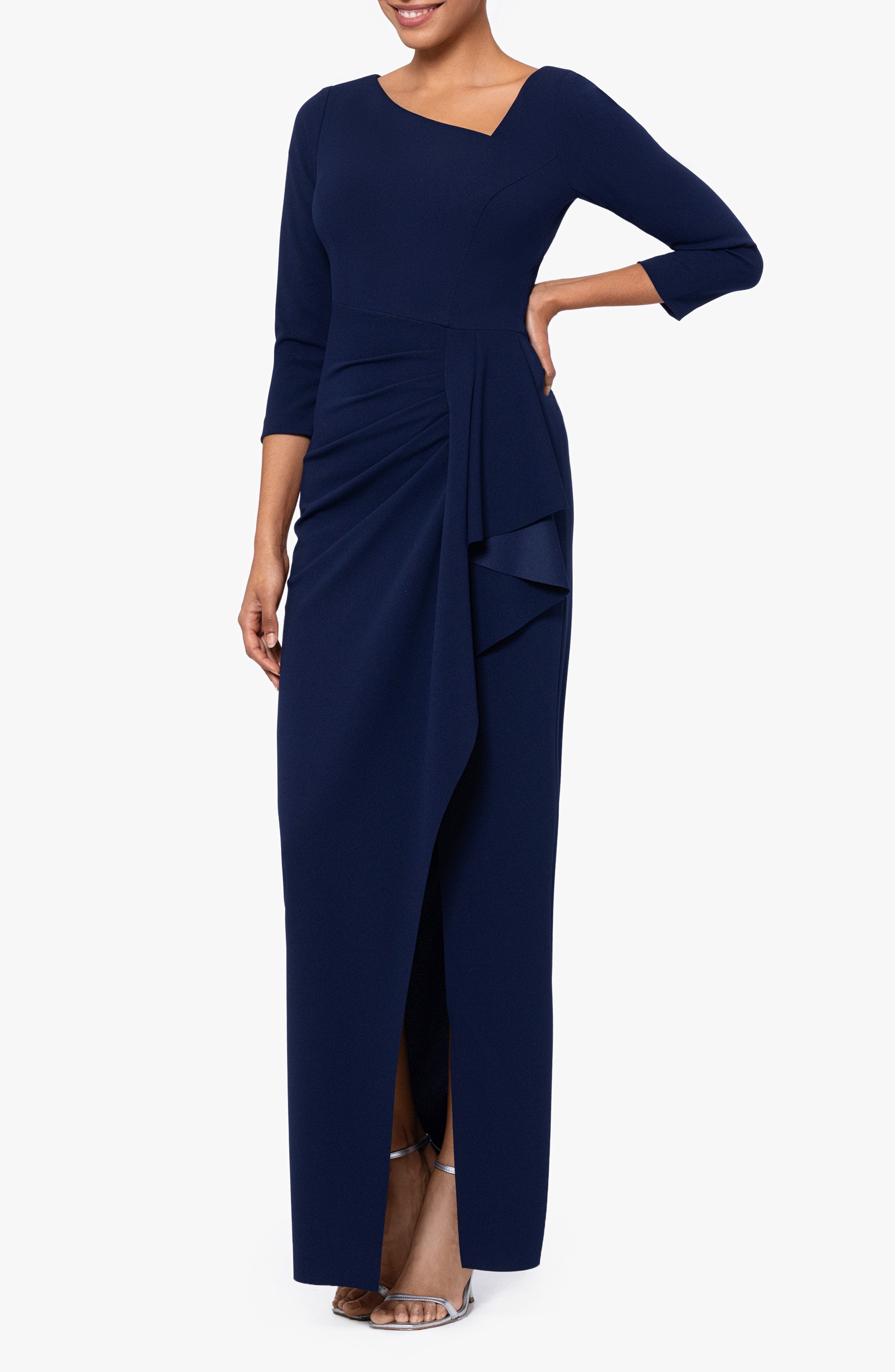 Xscape Evenings Asymmetric Neck Draped Gown | Nordstromrack